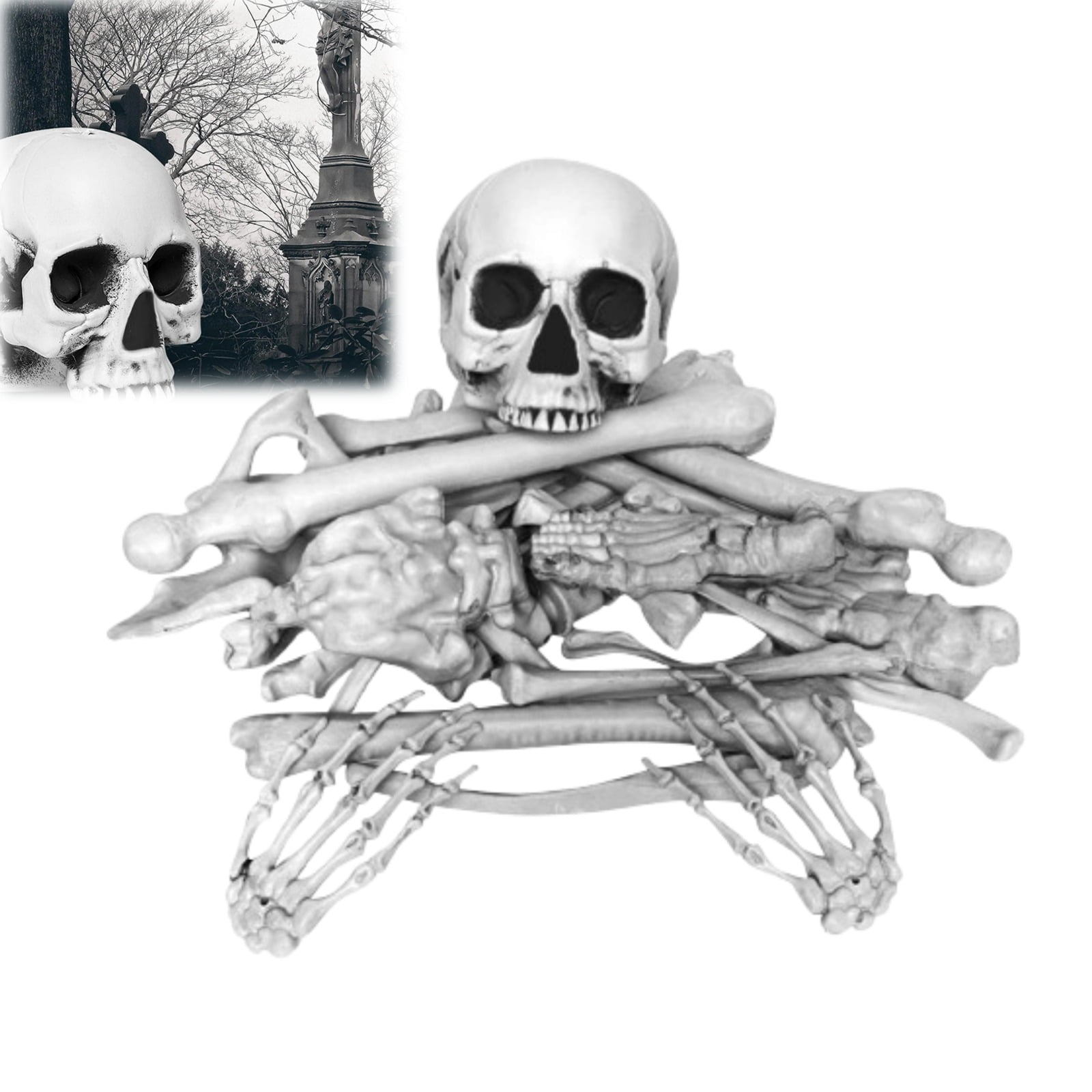 Skeleton Decorations Kit – Plastic Skeleton Bones & Skull for Halloween ...
