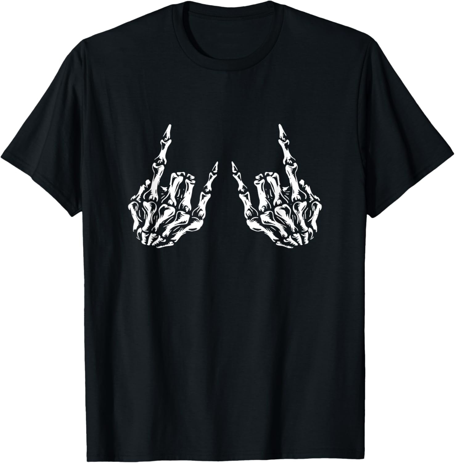 Skeleton Devils Horns Hand Gesture Rock & Roll Guitar Fan T-Shirt ...