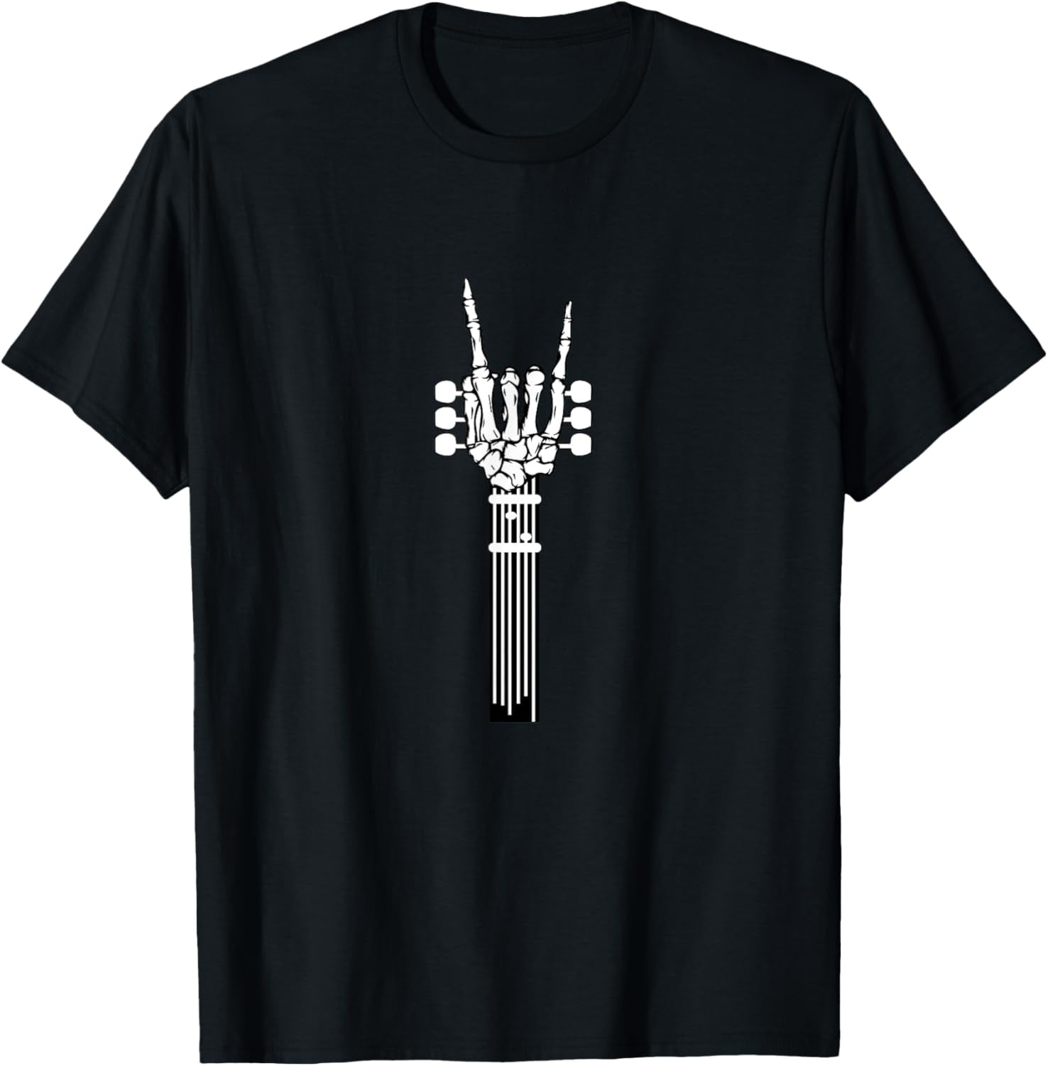 Skeleton Devils Horns Hand Gesture Rock & Roll Guitar Fan T-Shirt ...