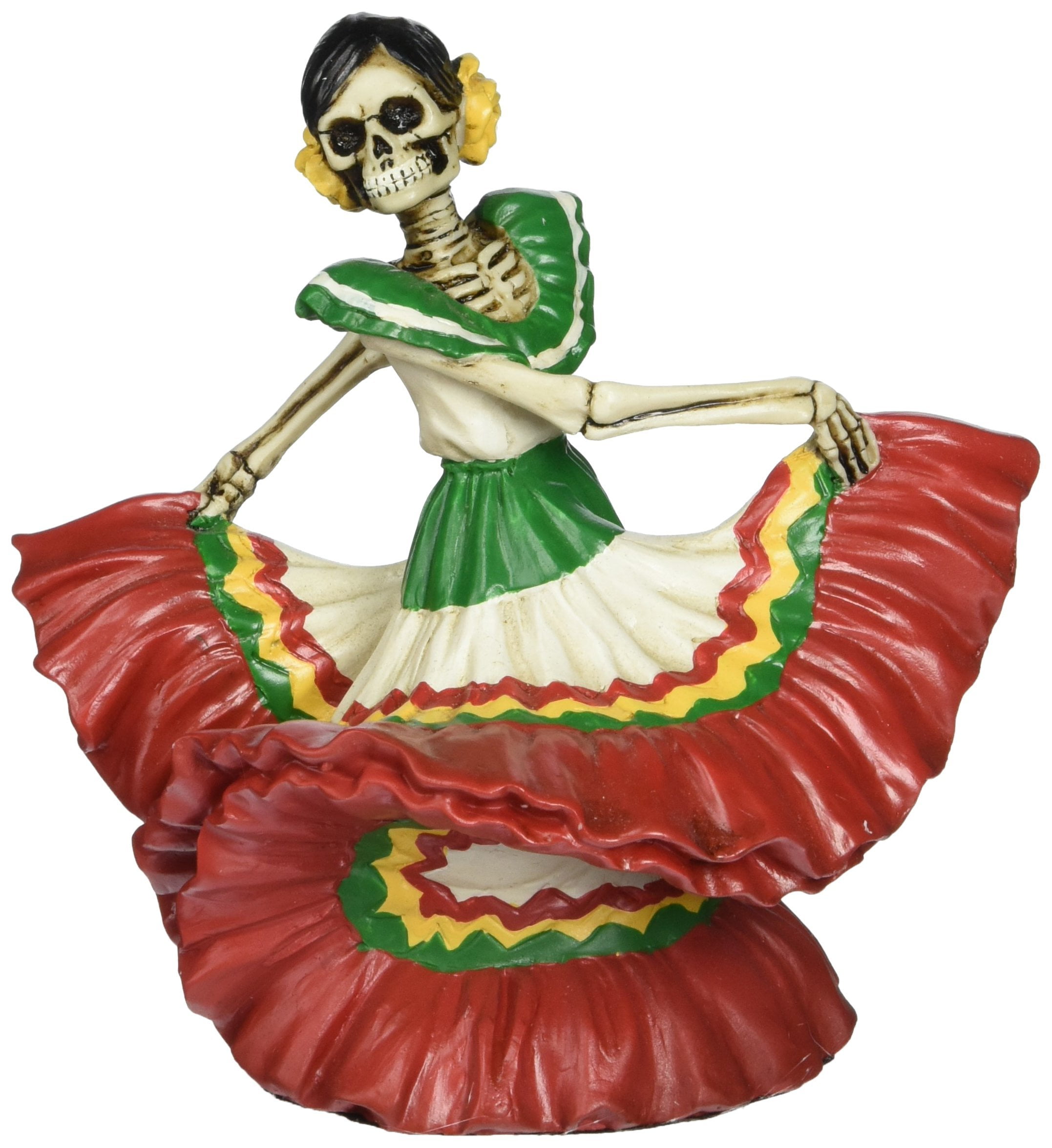 Skeleton Dod Dancing Senorita Red Figurine Decoration Collectible ...