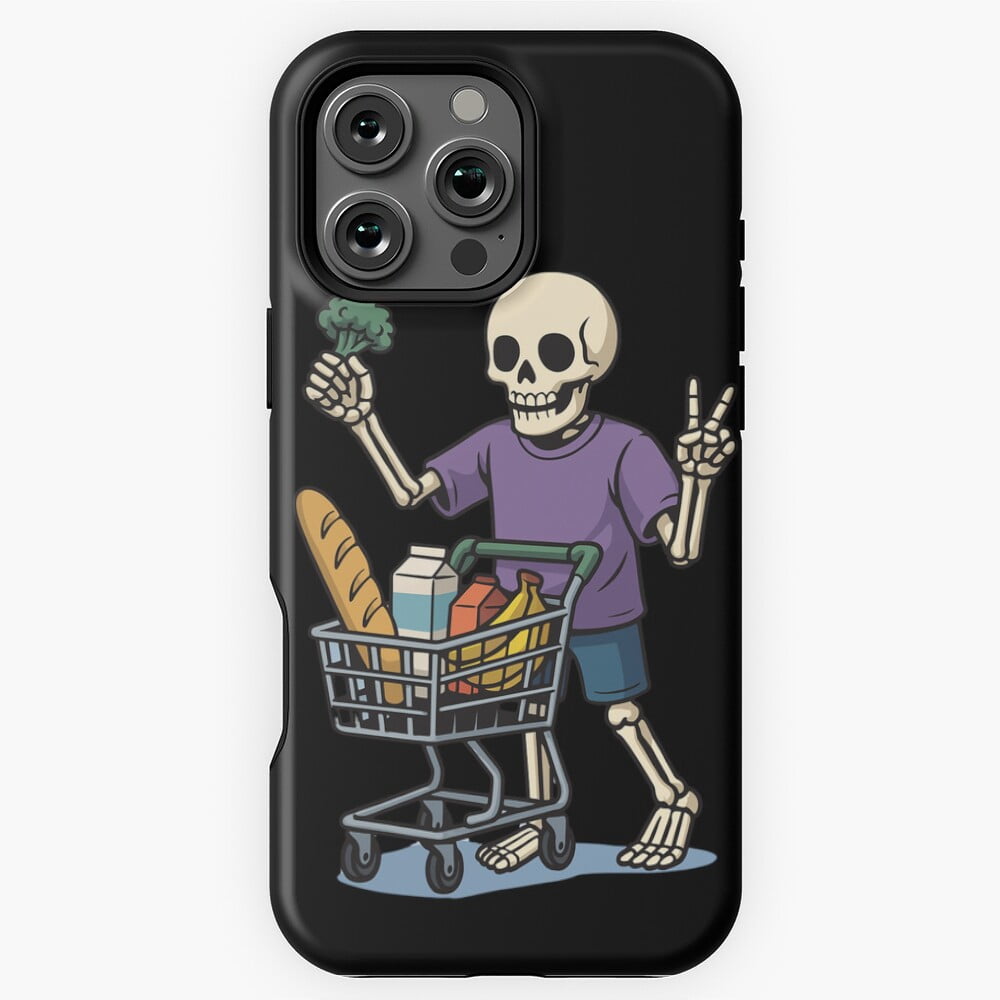 Skeleton Doing Grocery Shopping Funny Everyday Skeleton Art Phone Case ...