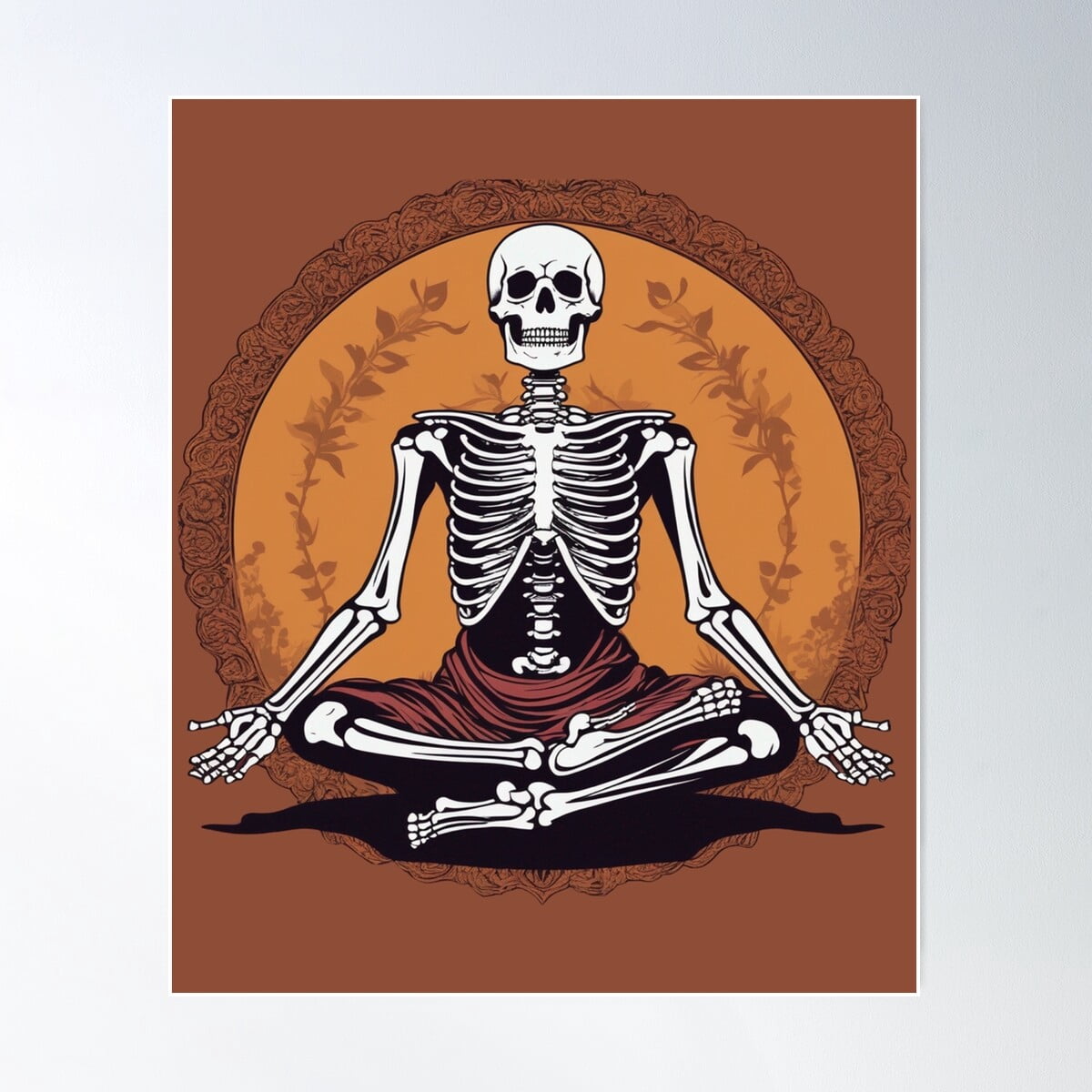 Skeleton Doing Meditation And Yoga Poster Wall Art, Modern Wall Decor ...