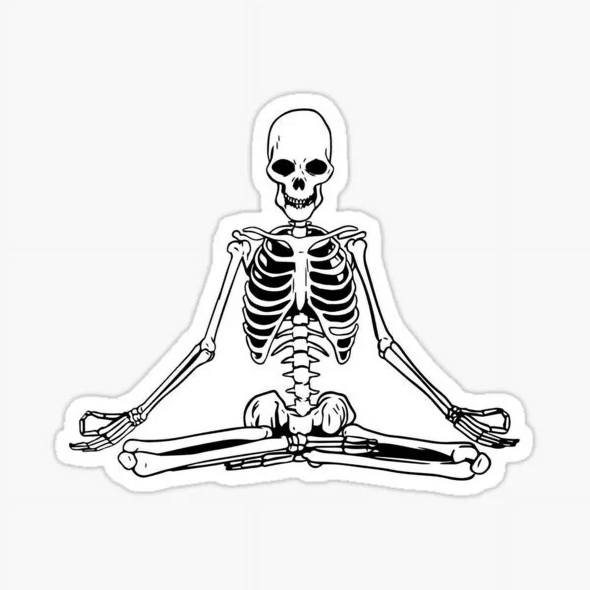 Skeleton Doing Yoga Namaste Zen Poses Sticker 6" Phone Decal Water ...