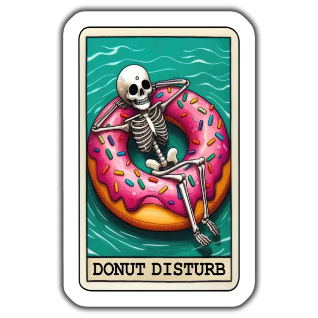 Skeleton Donut Disturb Sticker, Cute Relaxing Donut Skeleton Decal ...