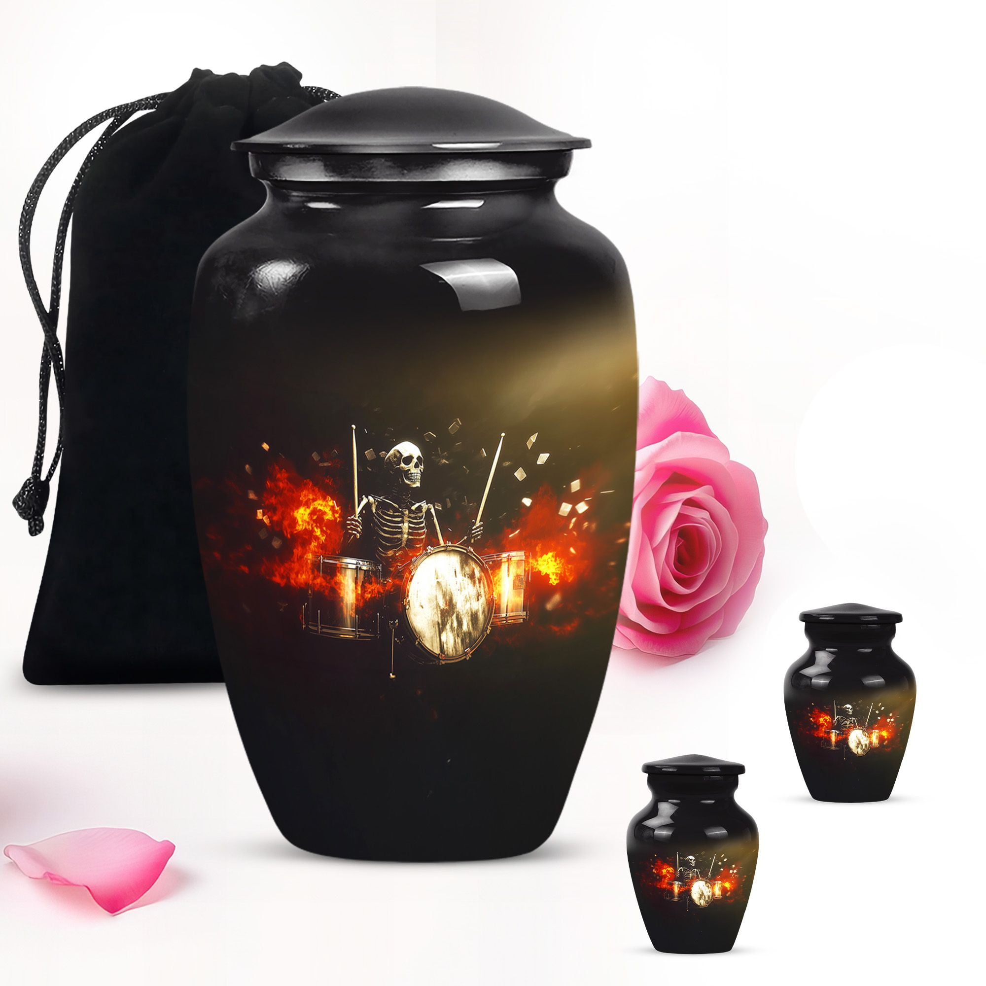 Skeleton Drum Set small urns for human ashes keepsake - Large funeral ...