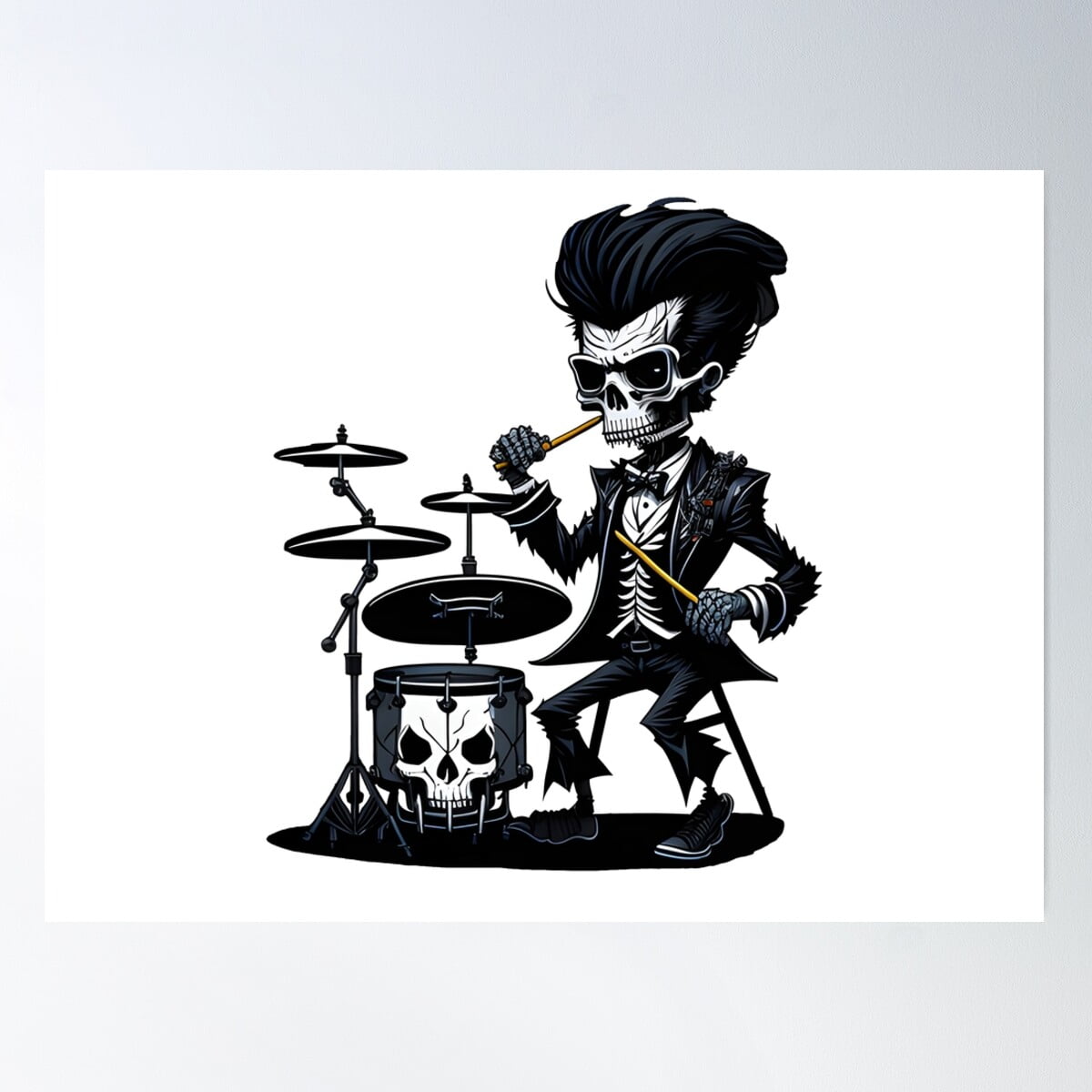 Skeleton Drummer In The Bone Band Poster Wall Art, Modern Wall Decor ...