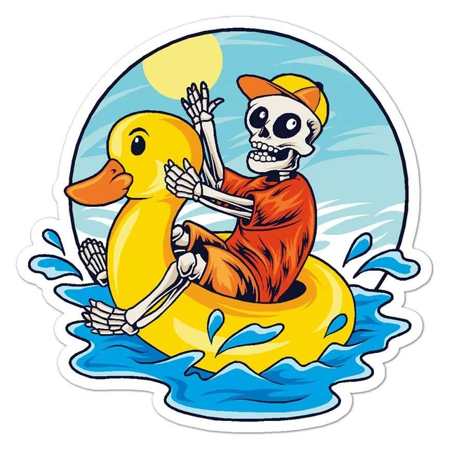 Skeleton Duck Float Sticker Indoor Outdoor Phone Decal Water Bottle ...
