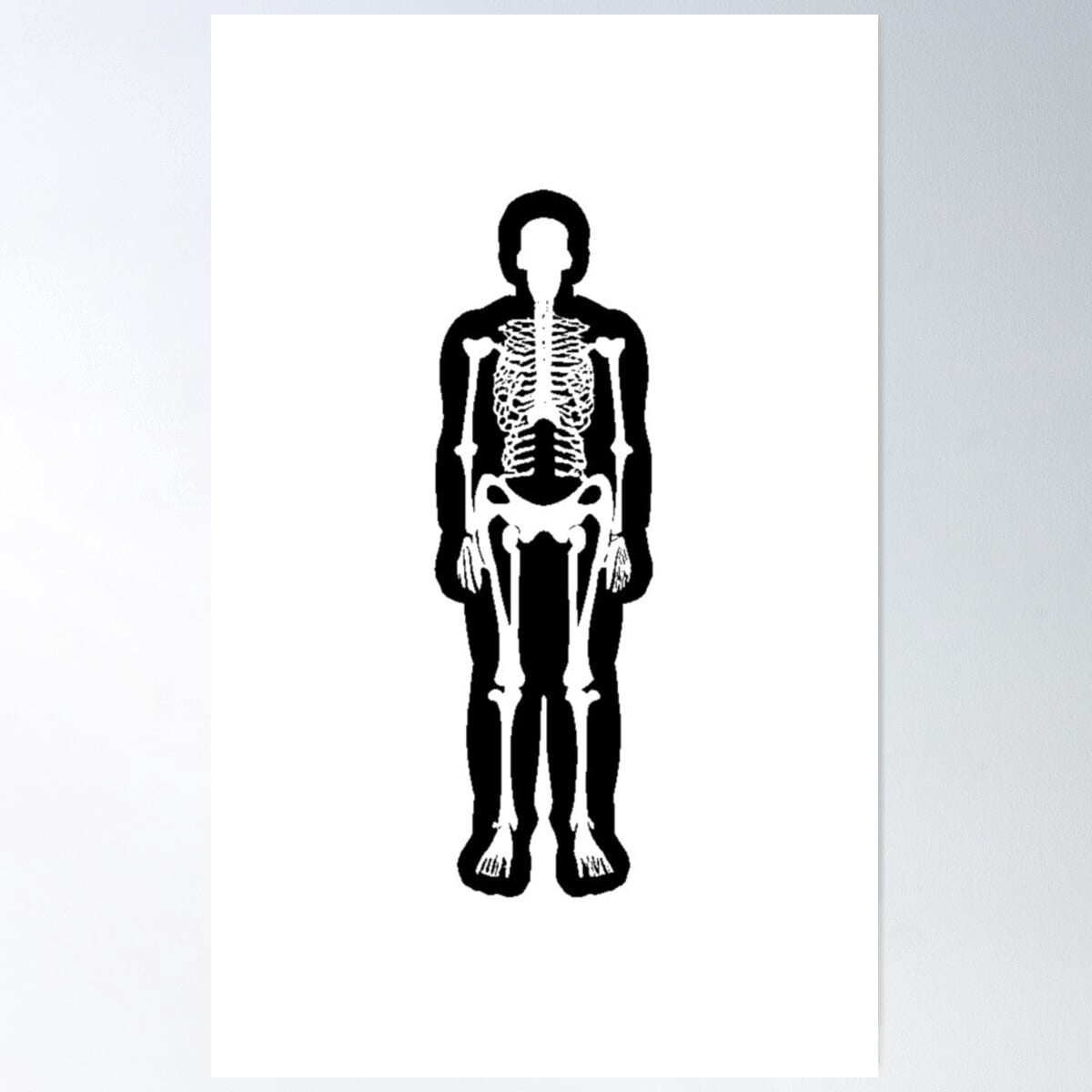 Skeleton Figure, White, Black Drawing, Skeleton Logo, Original T-Shirt ...