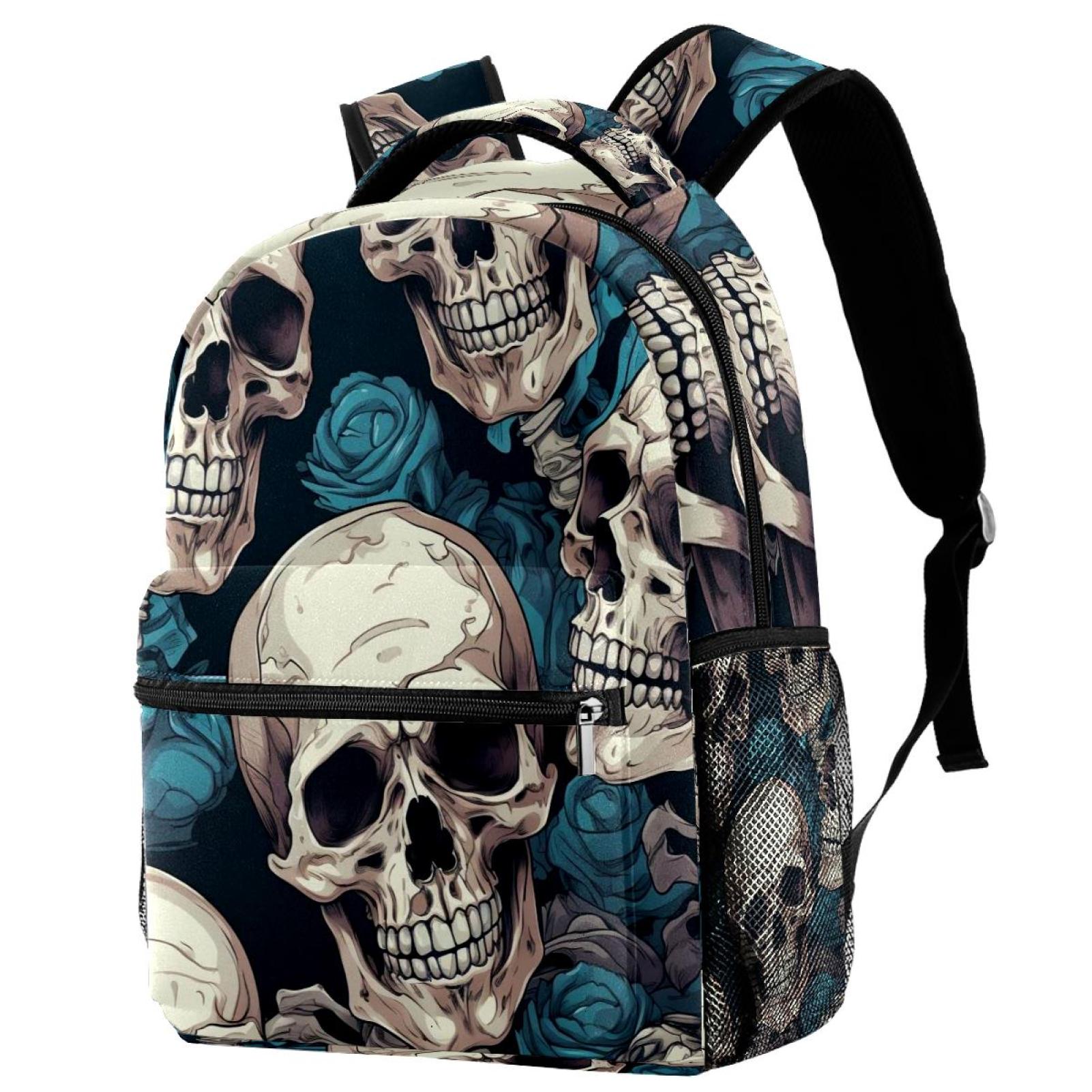 Skeleton Flower Blue Lightweight Backpacks Roomy Interior, Casual ...