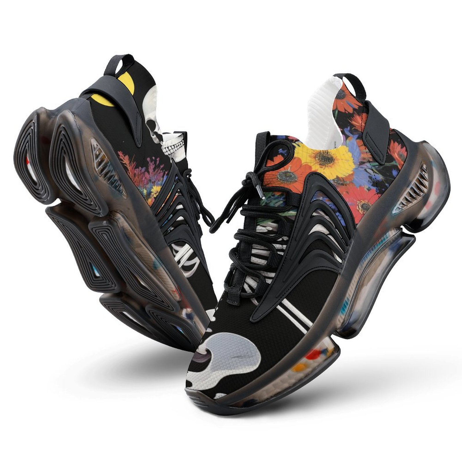 Skeleton with Flowers, Geometric Background Design Walking Shoes for ...