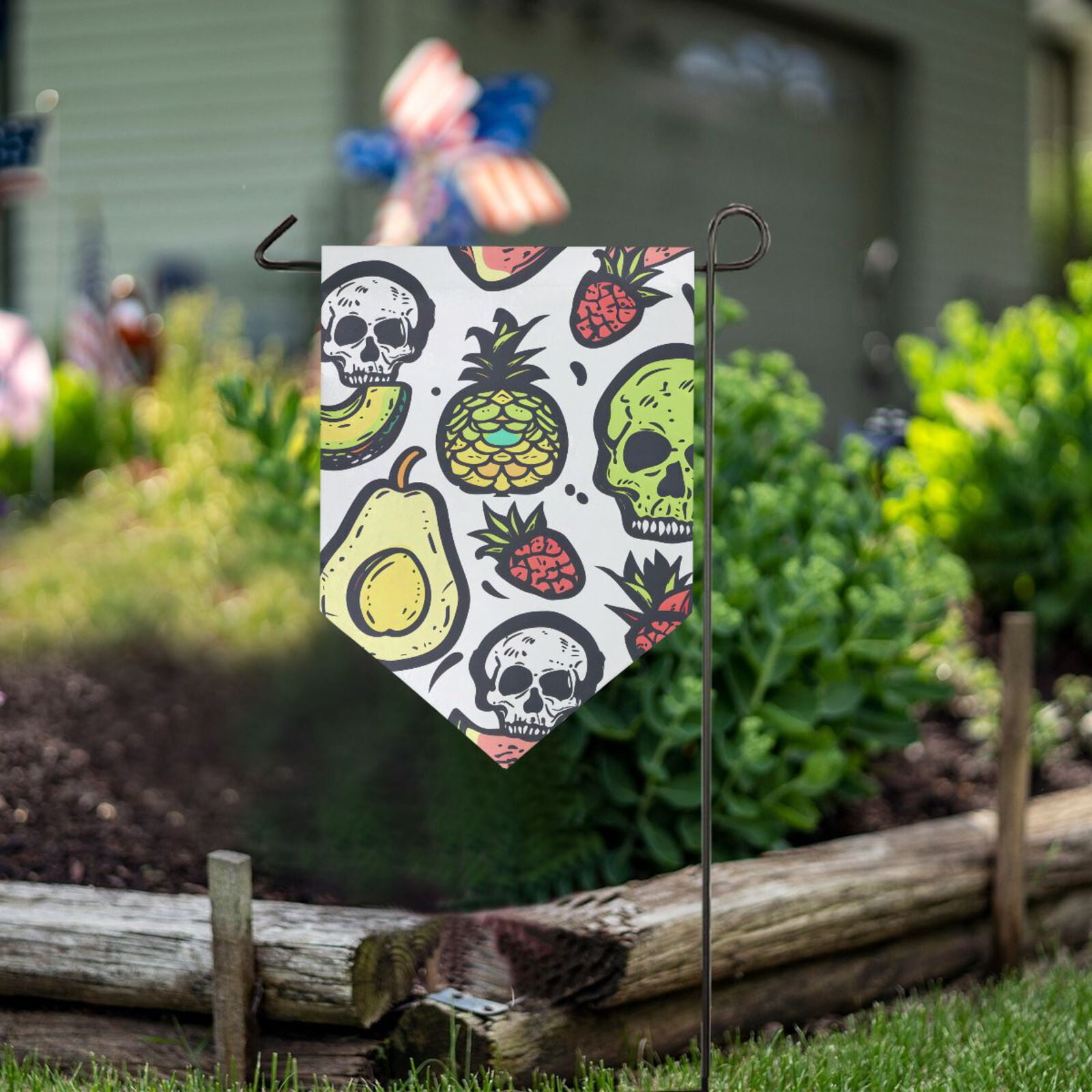Skeleton Fruit Garden Flag 18" x 12.5" Double Sided Yard Lawn Outdoor ...