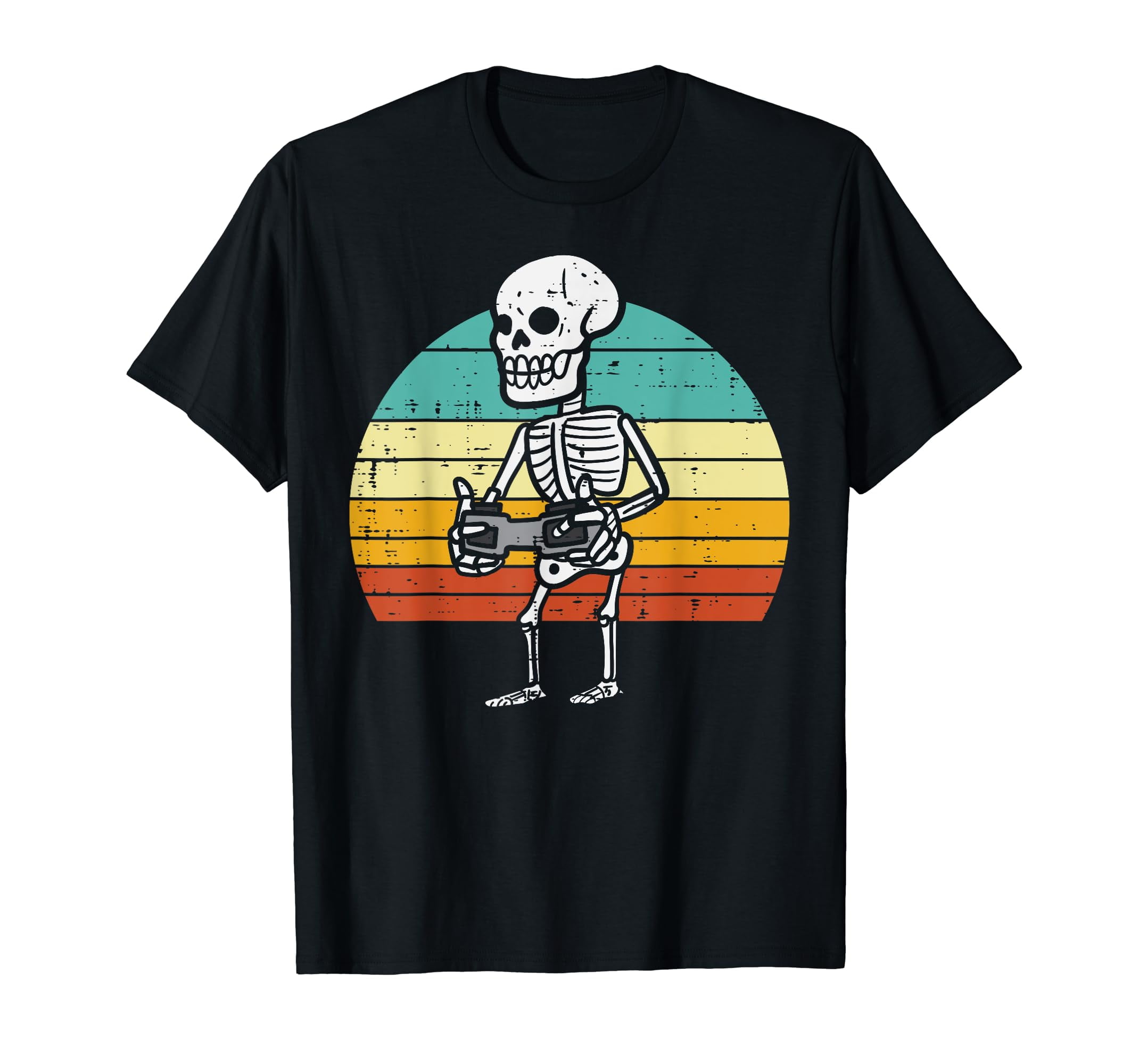 Skeleton Game Controller Retro Gamer Halloween Boys Kids Men T-Shirt ...