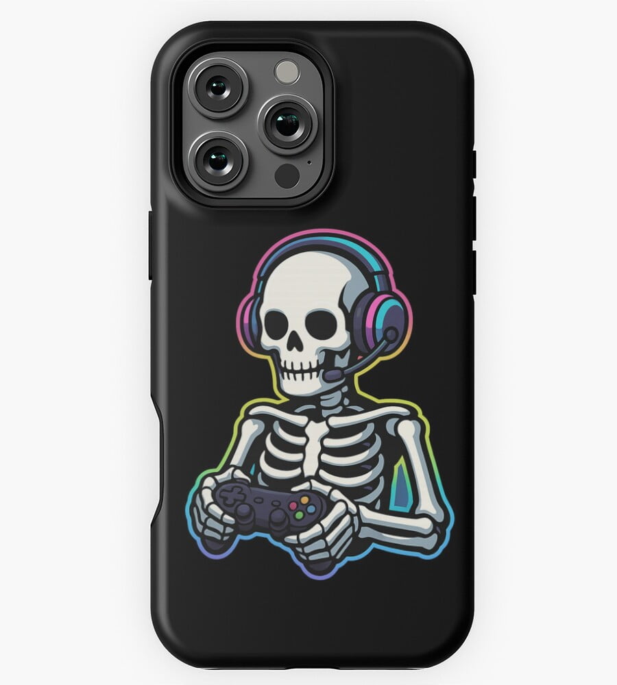 Skeleton Gamer with Headphones and Controller Cool Gaming Skeleton Art ...