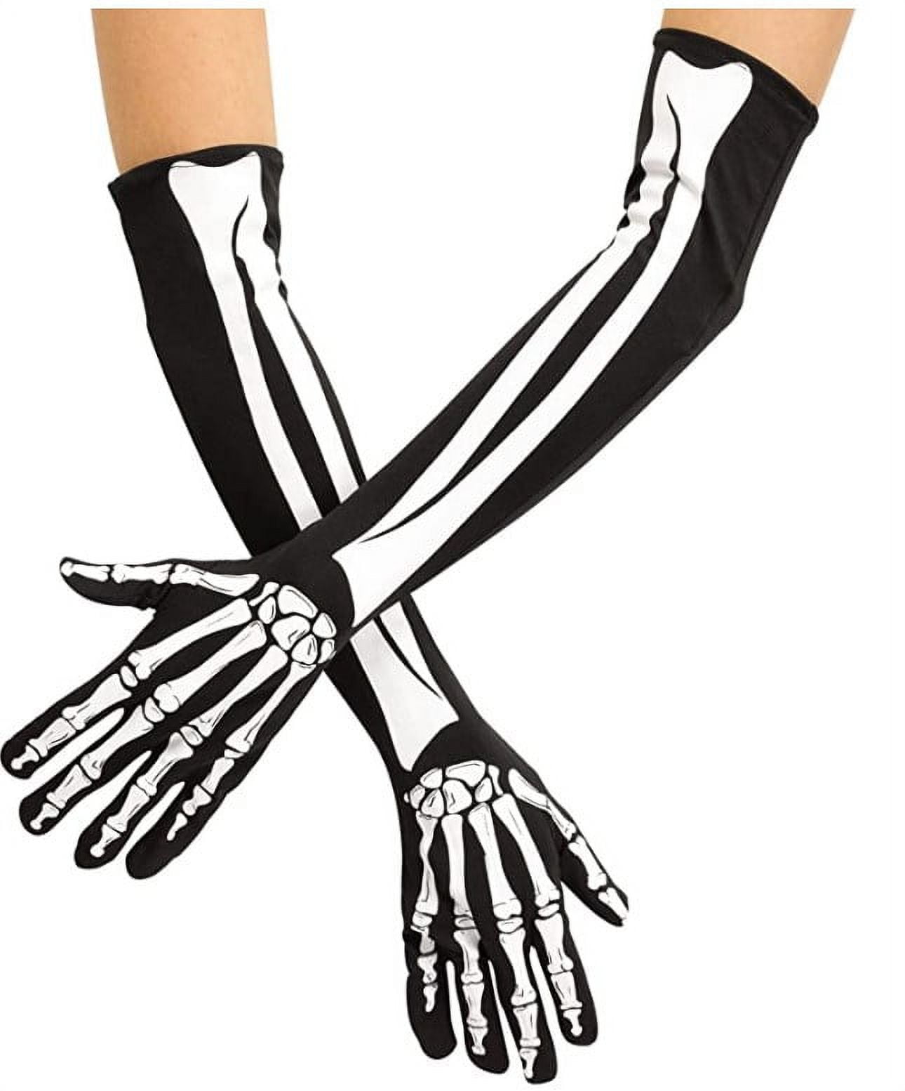 Skeleton Gloves - Elbow - Day of the Dead - Costume Accessory - Teen ...
