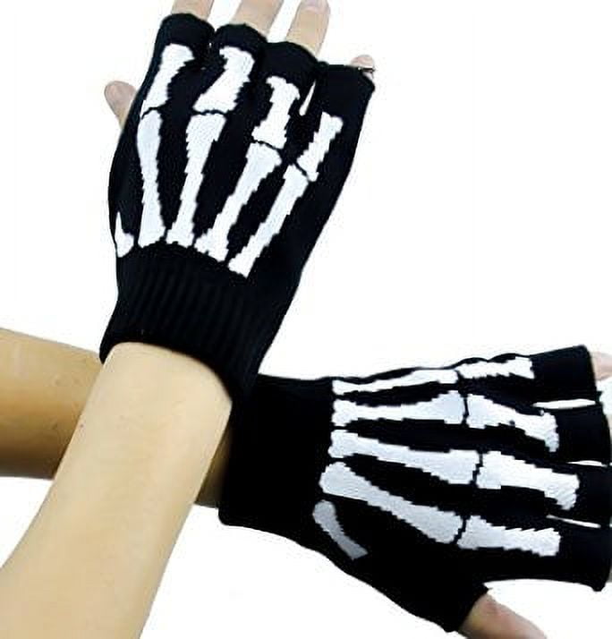 Skeleton Gloves Fingerless Goth Deathrock - Walmart.com