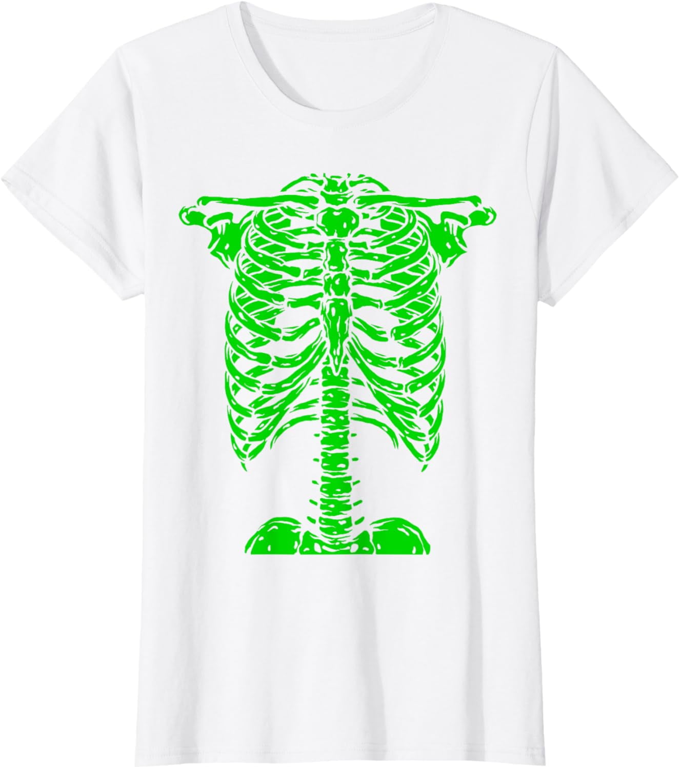 Skeleton Green Rib Cage Bone Costume Halloween Graphic X-Ray T-Shirt ...