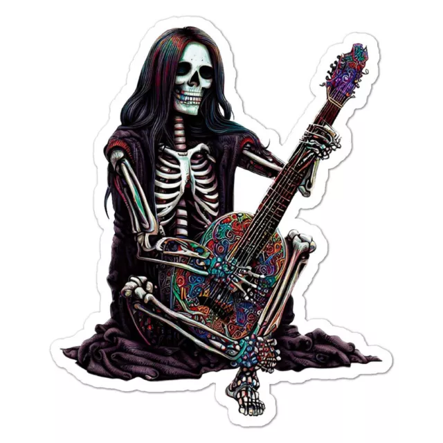 Skeleton Guitar Player Sticker Indoor Outdoor Phone Decal Water Bottle ...