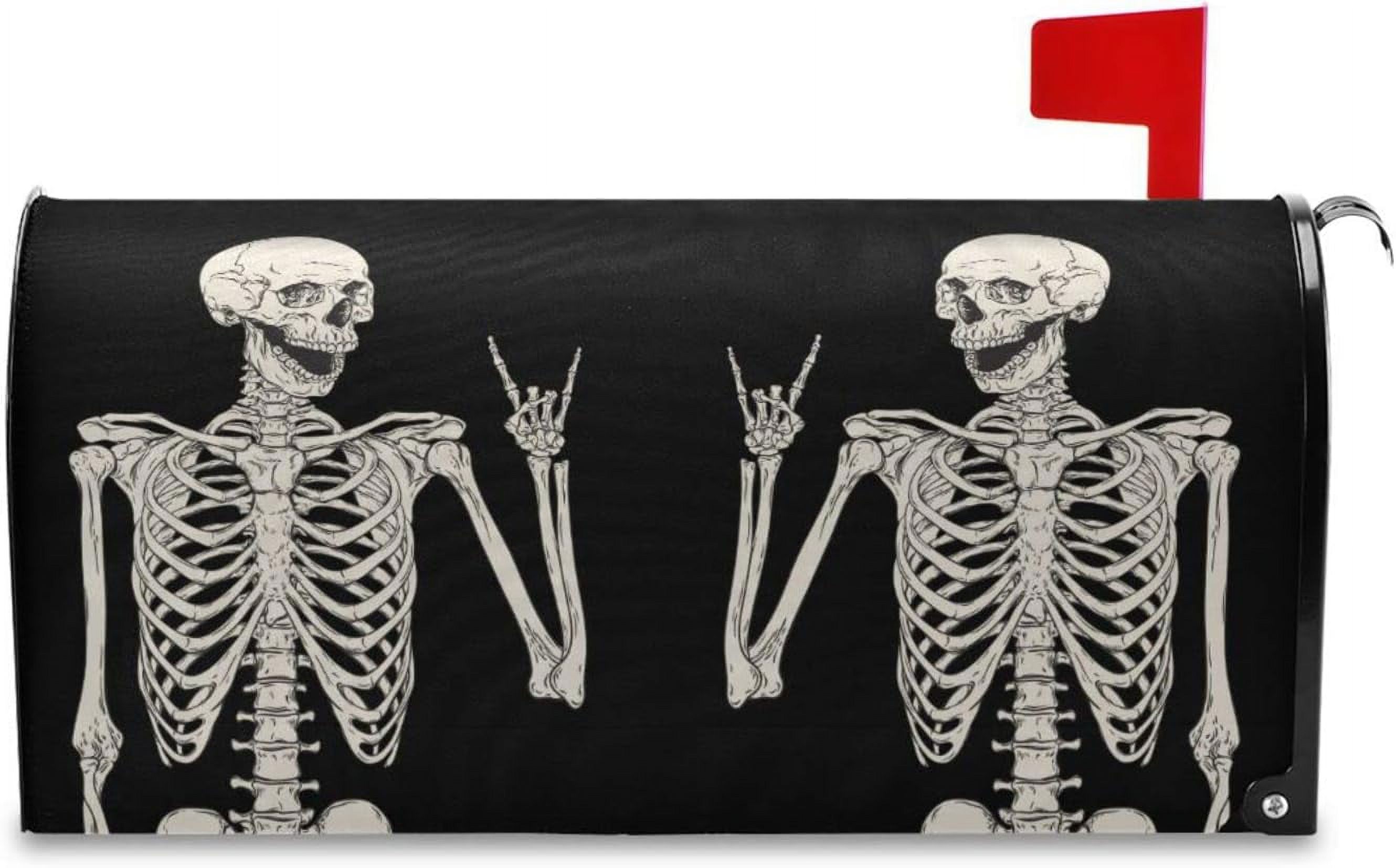 Skeleton Halloween Mailbox Cover Magnetic Mailboxes Wraps Letter Post ...