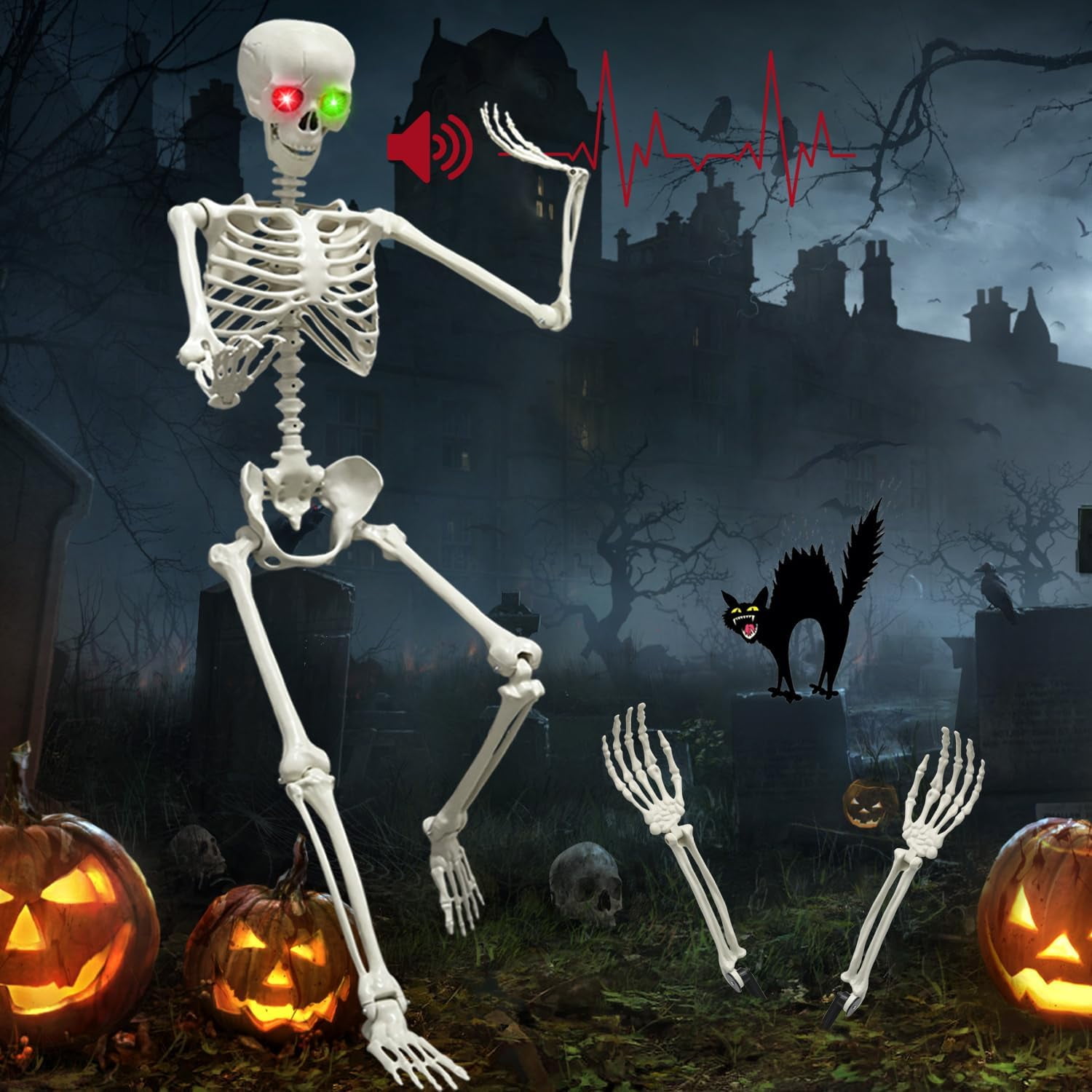 Skeleton Halloween decoration, lifelike skeleton with movable joints ...