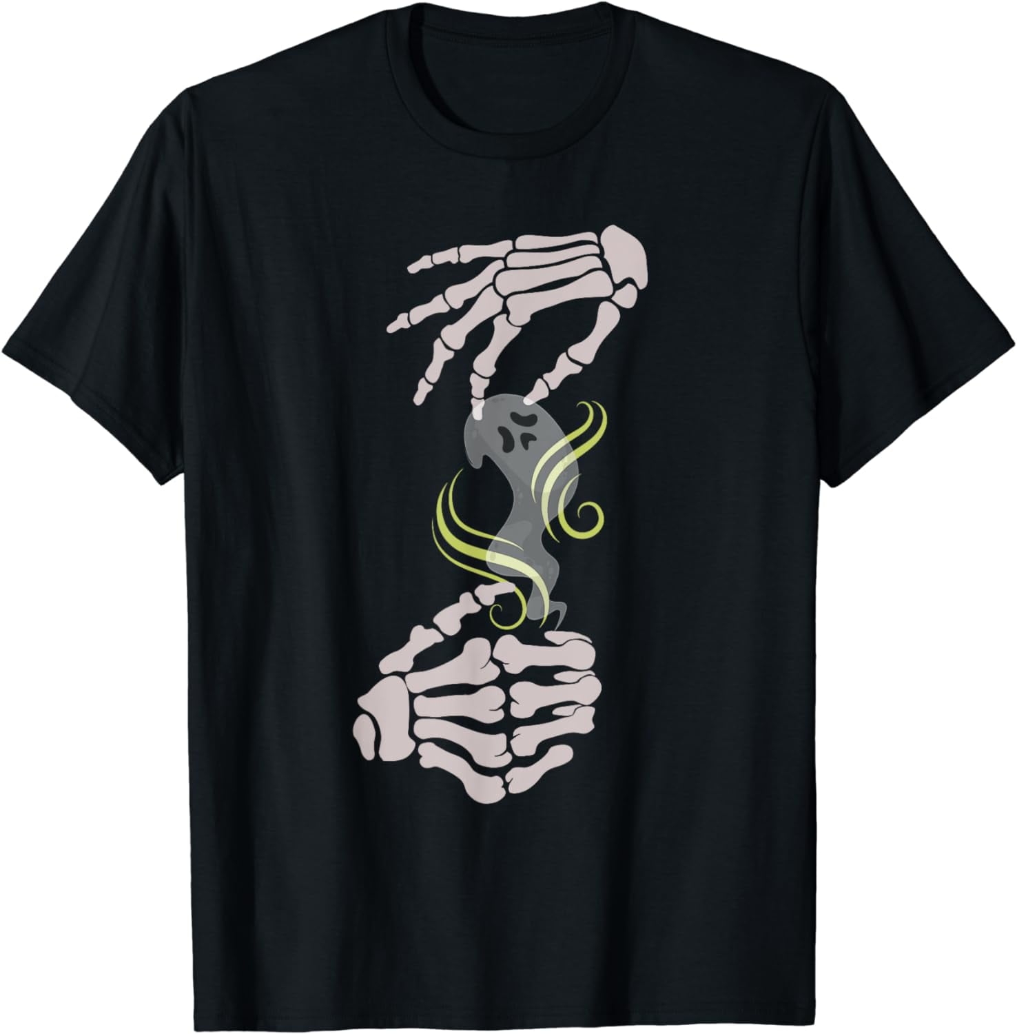 Skeleton Hand And Ghost Halloween American Sign Language ASL T-Shirt ...