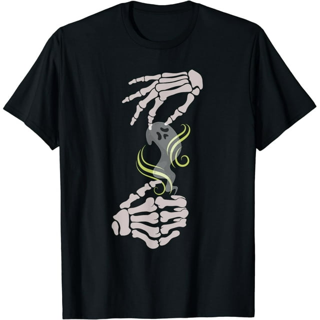 Skeleton Hand And Ghost Halloween American Sign Language ASL T-Shirt ...