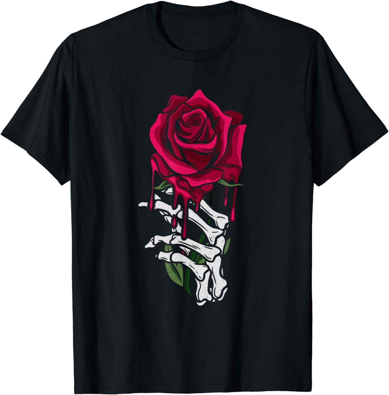 Skeleton Hand Bleeding Red Rose Flower T-Shirt - Walmart.com