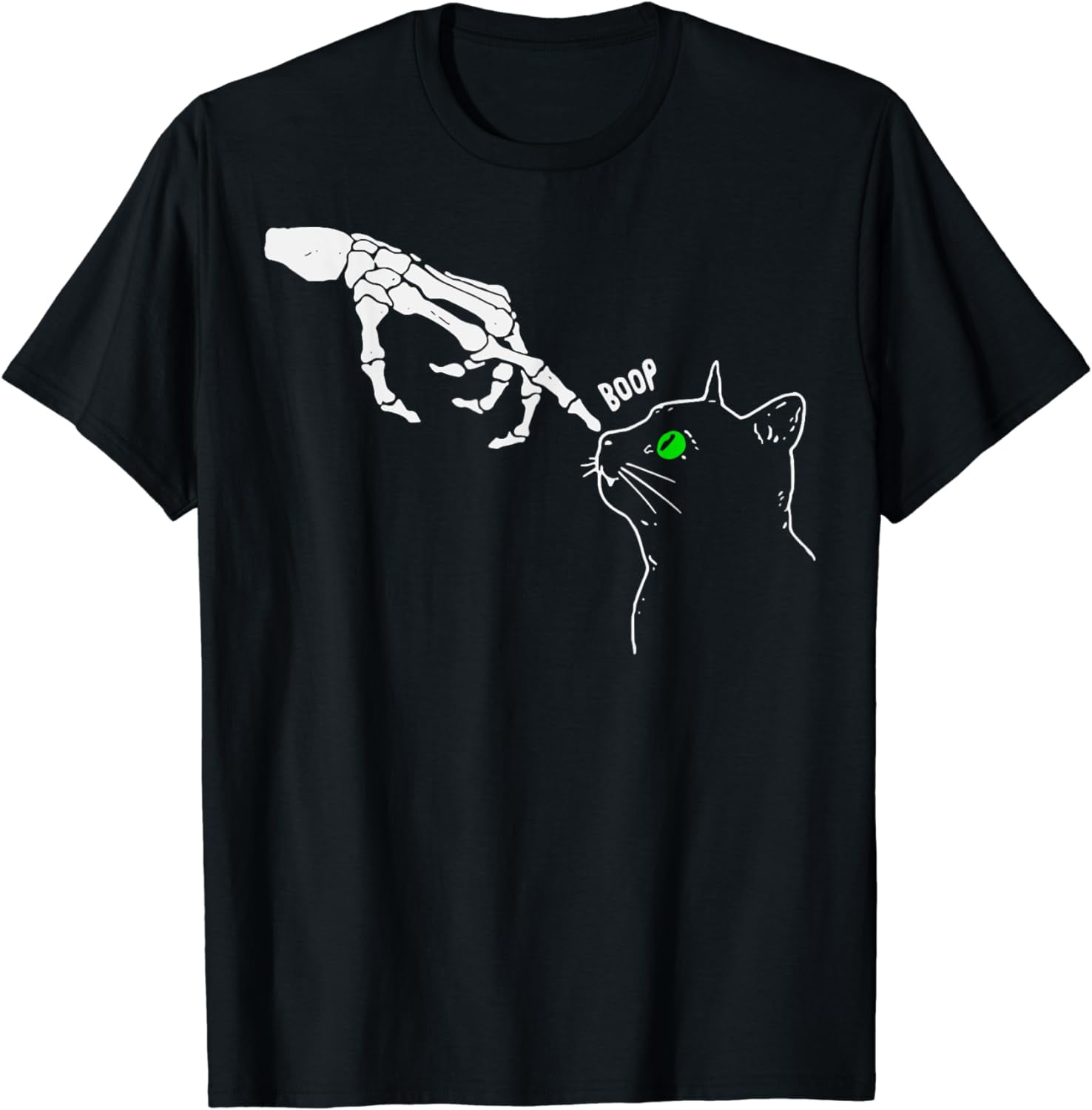 Skeleton Hand Boop On A Cat's Nose Funny Halloween Graphic T-Shirt ...