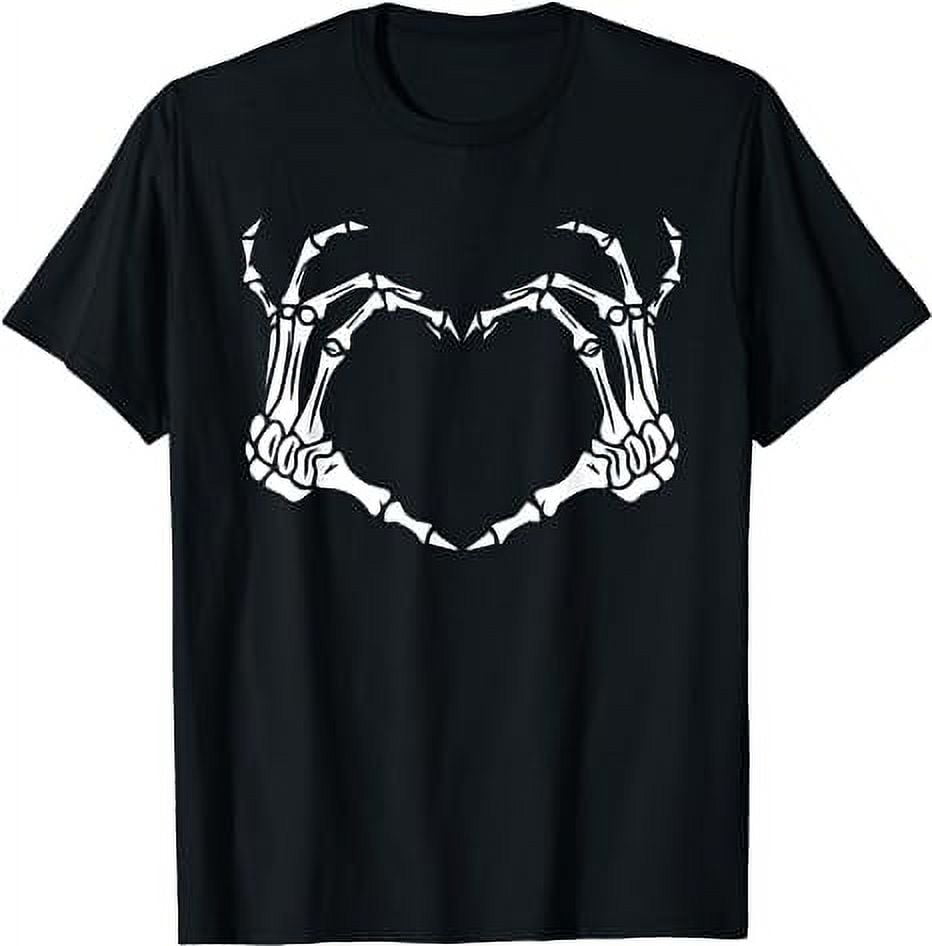 Skeleton Hand Heart Halloween Funny Bones Love T-Shirt - Walmart.com