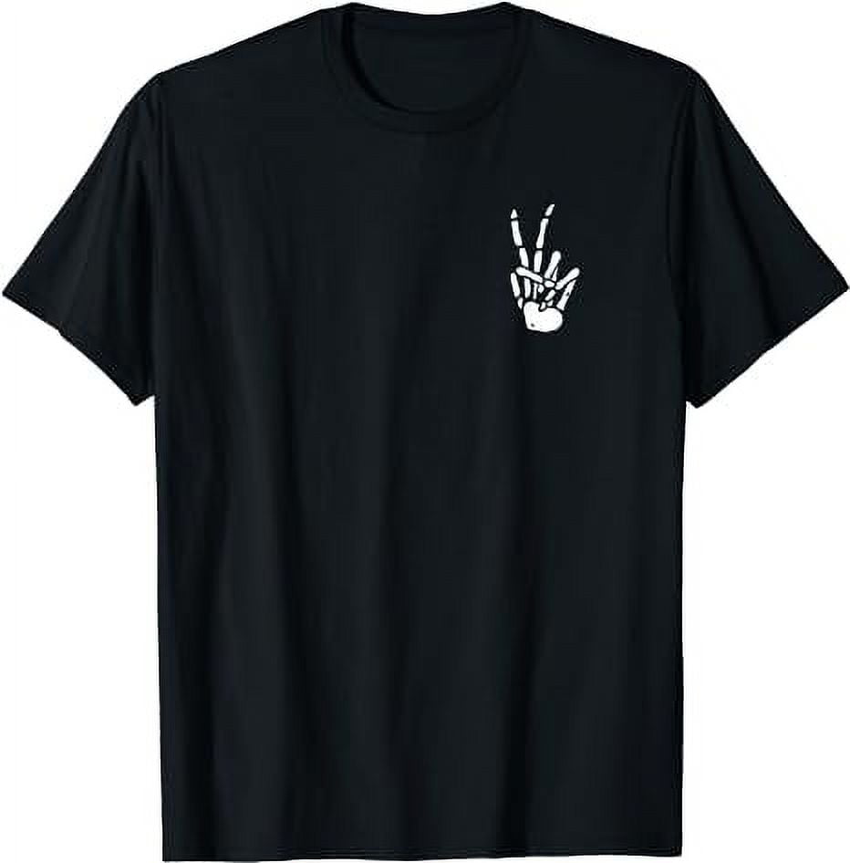 Skeleton Hand Peace Sign Bone T-Shirt - Walmart.com