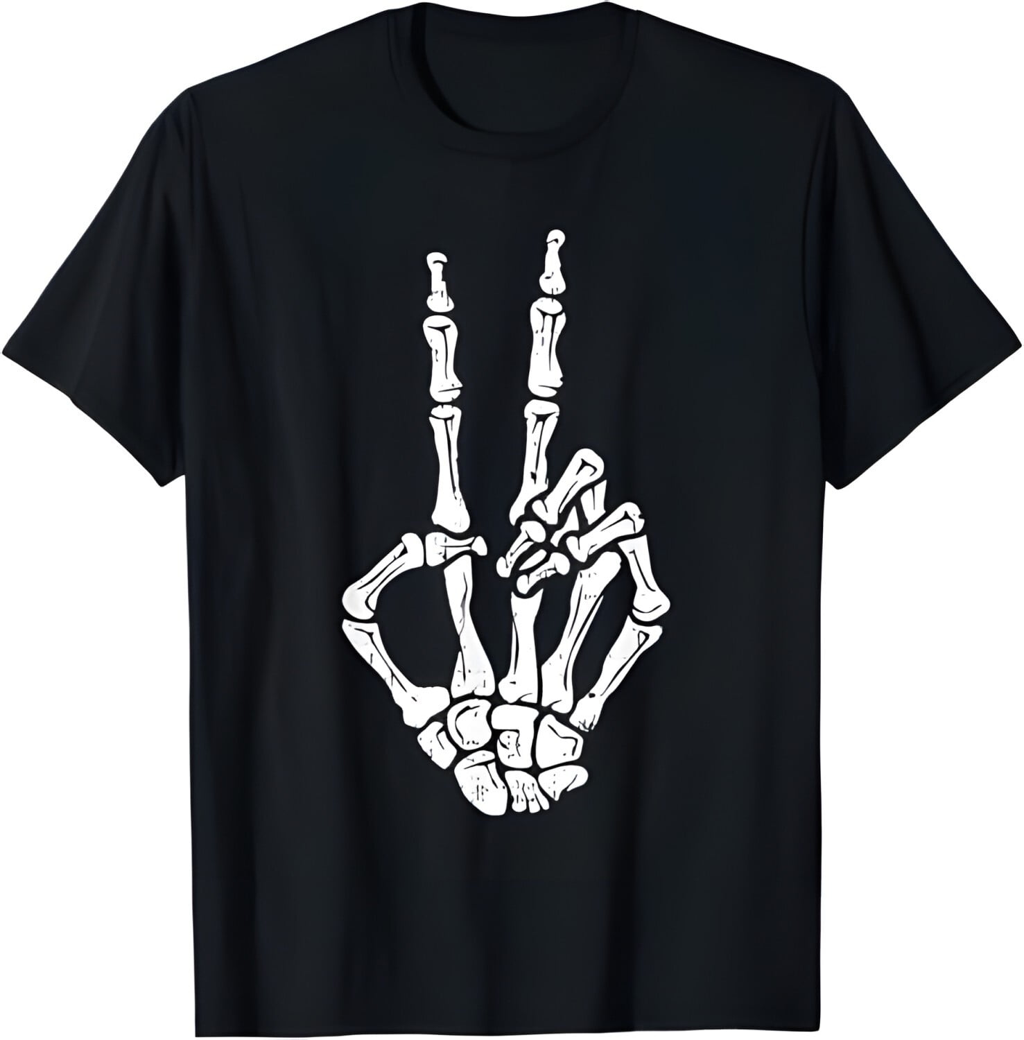 Skeleton Hand Peace Sign Halloween Costume Bones T-Shirt - Walmart.com
