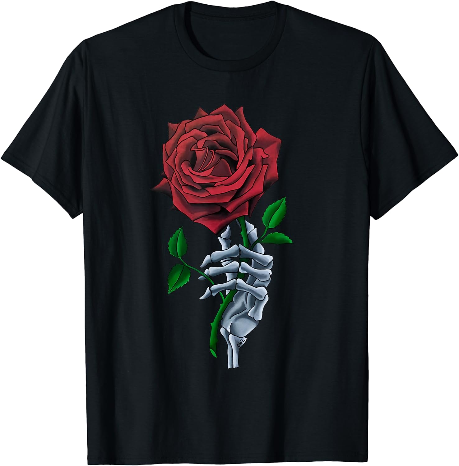 Skeleton Hand Red Rose Flower T-Shirt - Walmart.com