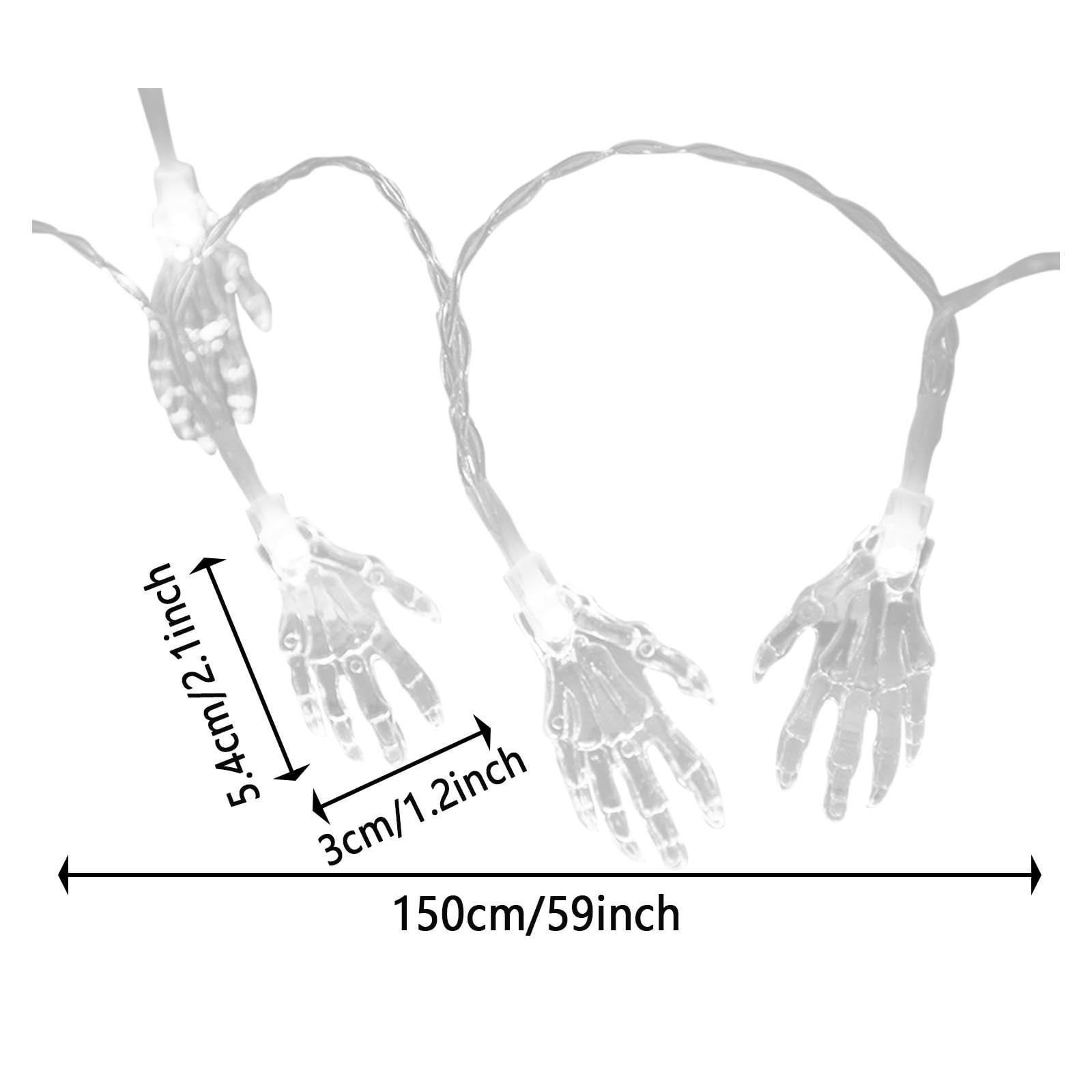 Skeleton Hand String Lights Battery Operated,10 LED Halloween String ...