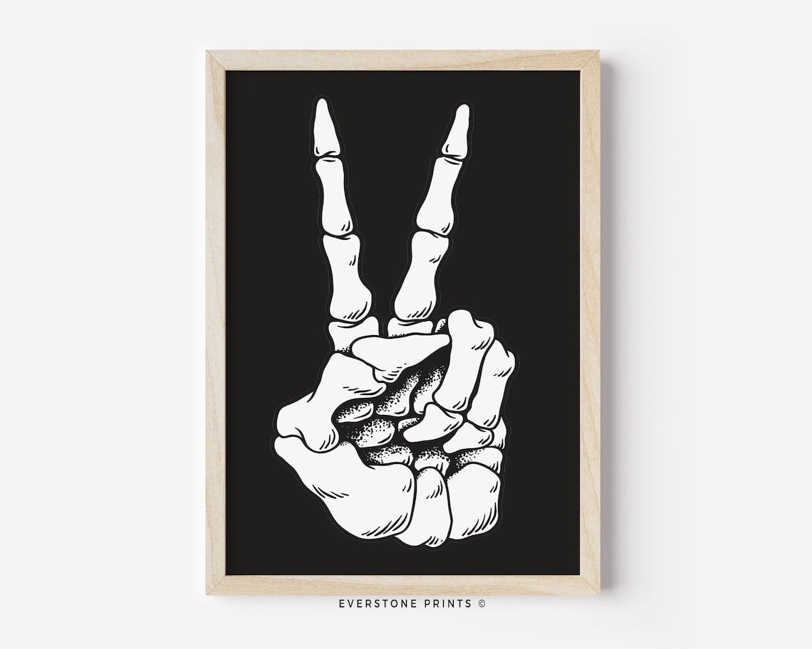 Skeleton Hand Wall Art, Witchy Wall Art, Spooky Print, Skeleton Wall ...