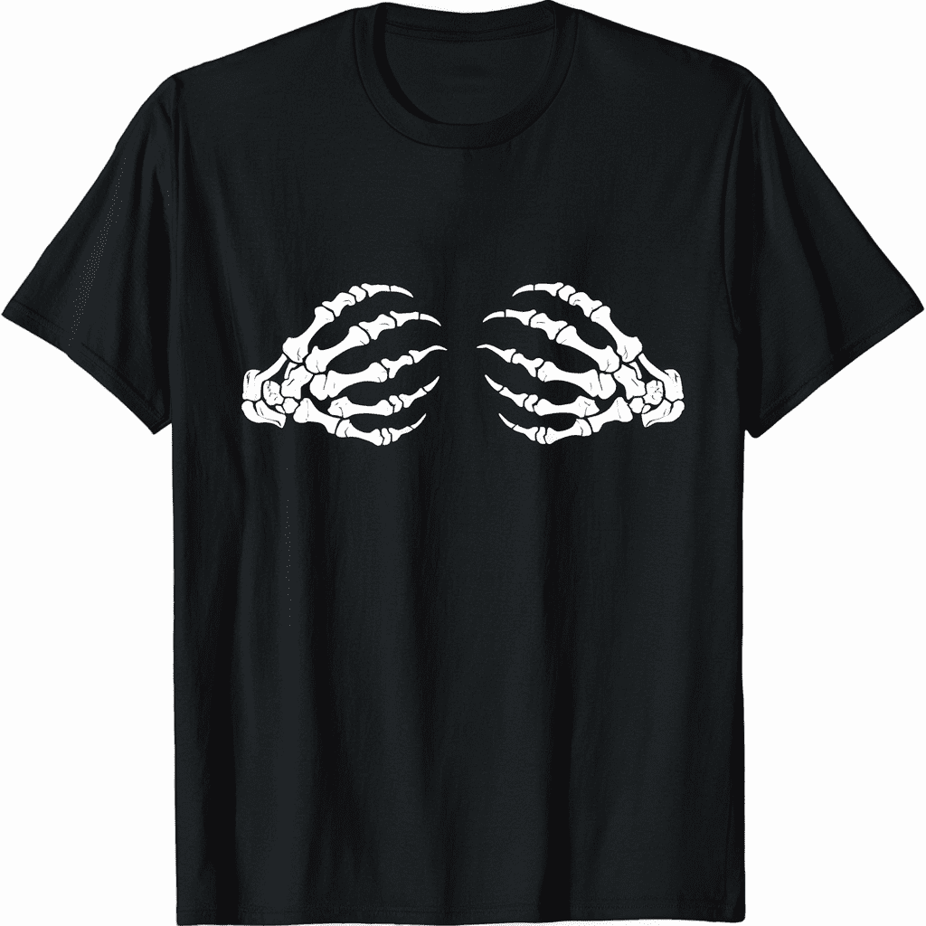 Skeleton Hands on Boobs Funny Halloween T-Shirt - Walmart.com