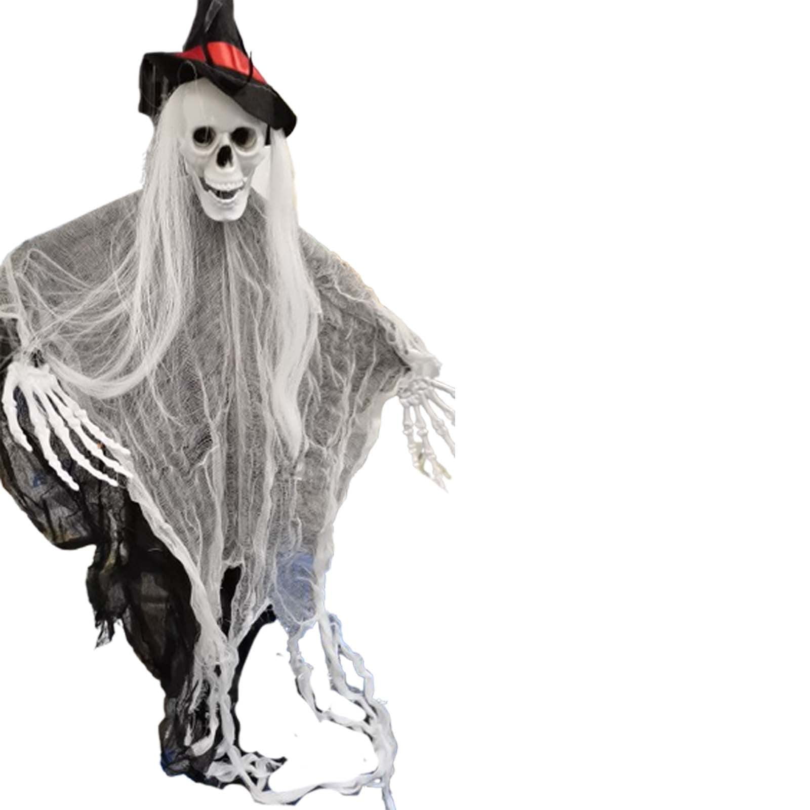 Skeleton Hanging Halloween Decoration Hooded Ghost With Tattered Robe ...