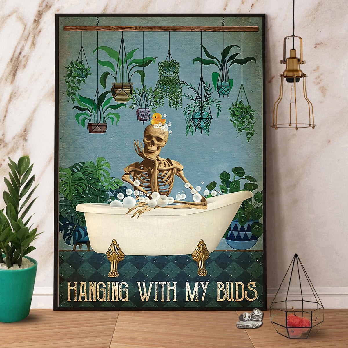 Skeleton Hanging With My Buds Gardening Paper Poster No Frame Matte ...