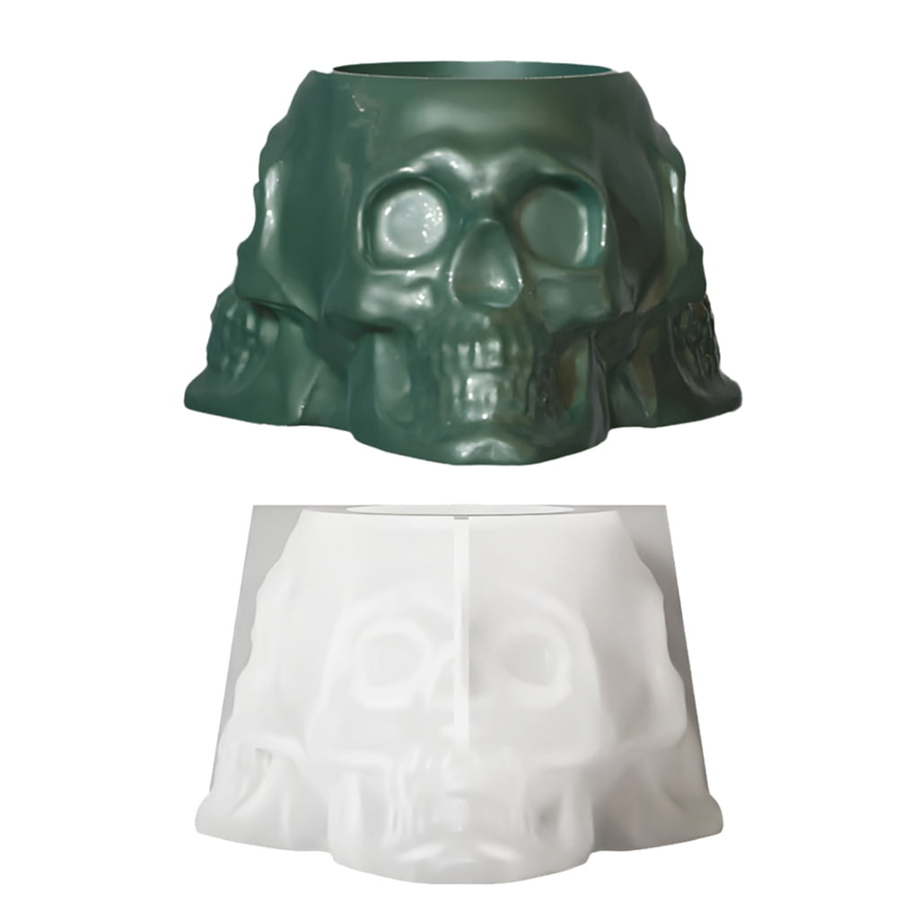 Skeleton Head Silicone Candle Cup Molds for Candle Holder Flower ...