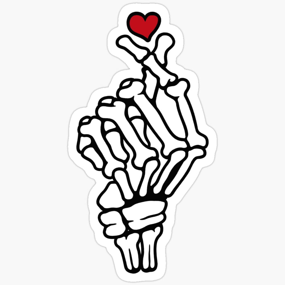 Skeleton Heart Hand Sticker Phone Decal Water Bottle Stickers Car ...