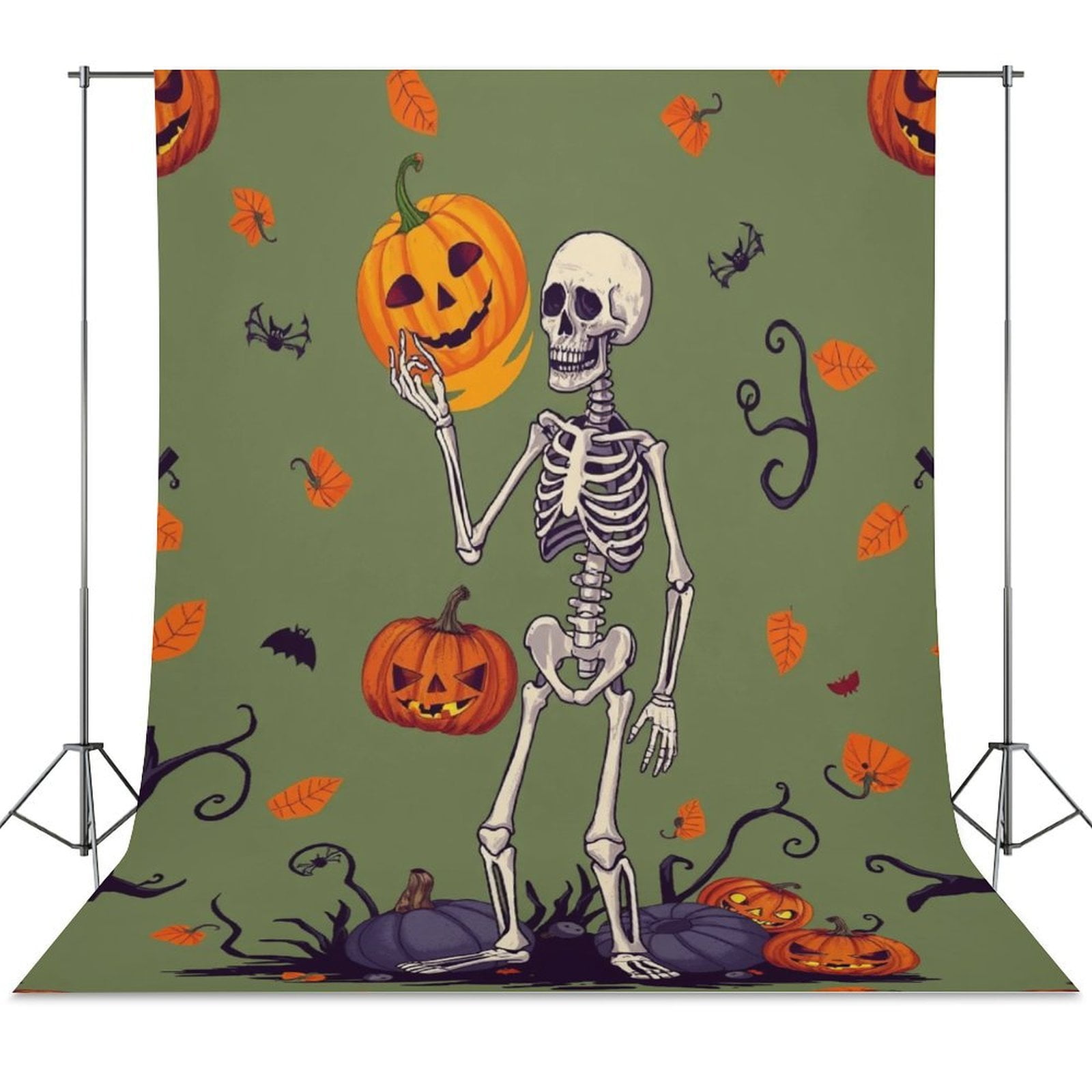 Skeleton Holds Pumpkin Photography Backdrops Adult Photostudio Props ...
