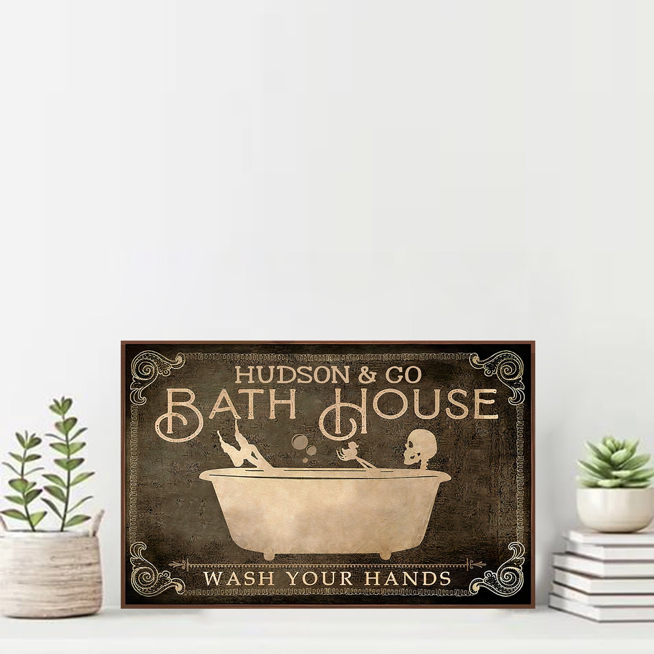 Skeleton Hudson And Co Bath House Wash Your Hands Poster skeleton ...