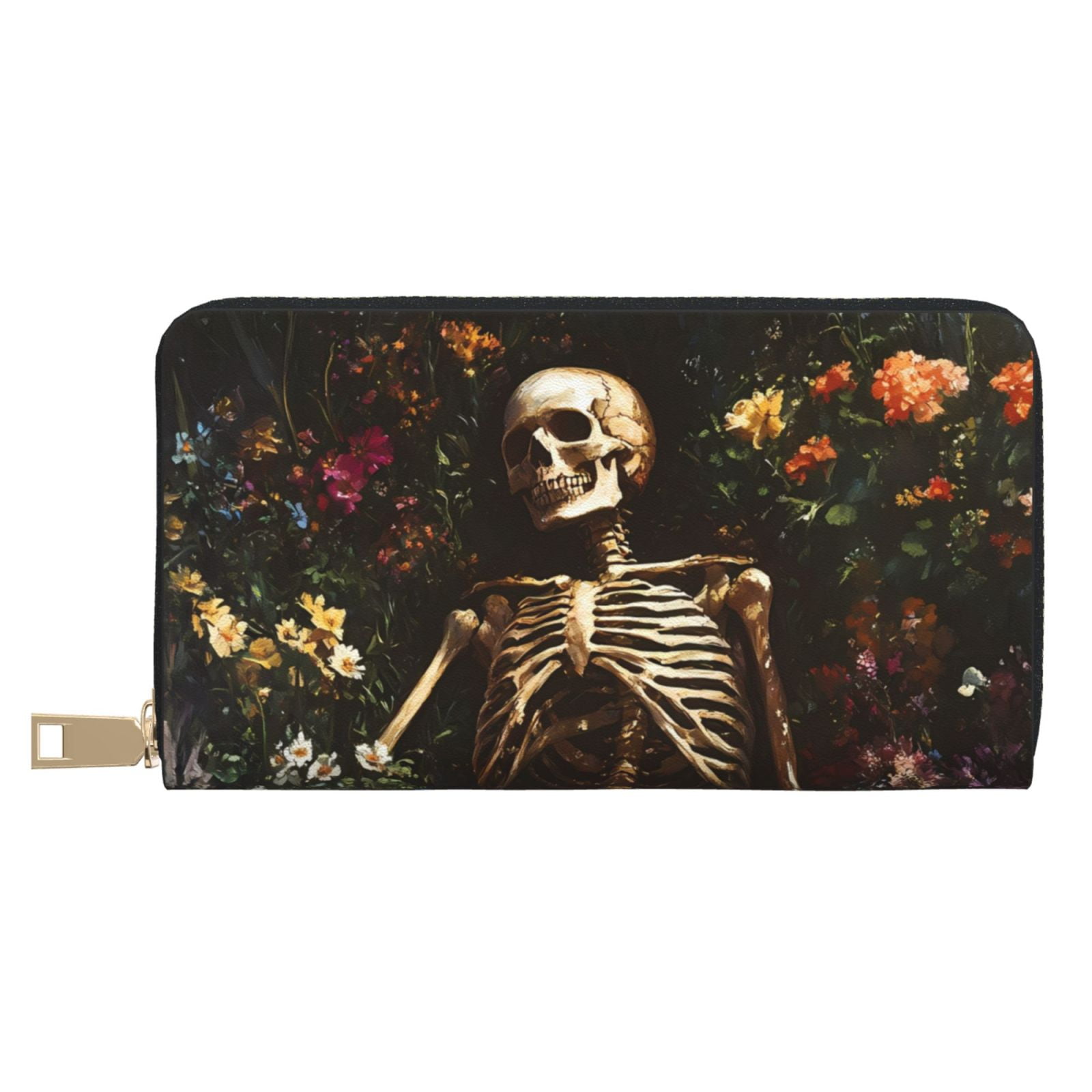 Skeleton In Flower Bed Wallet Women, Leather Bifold Multi Card Wallet ...