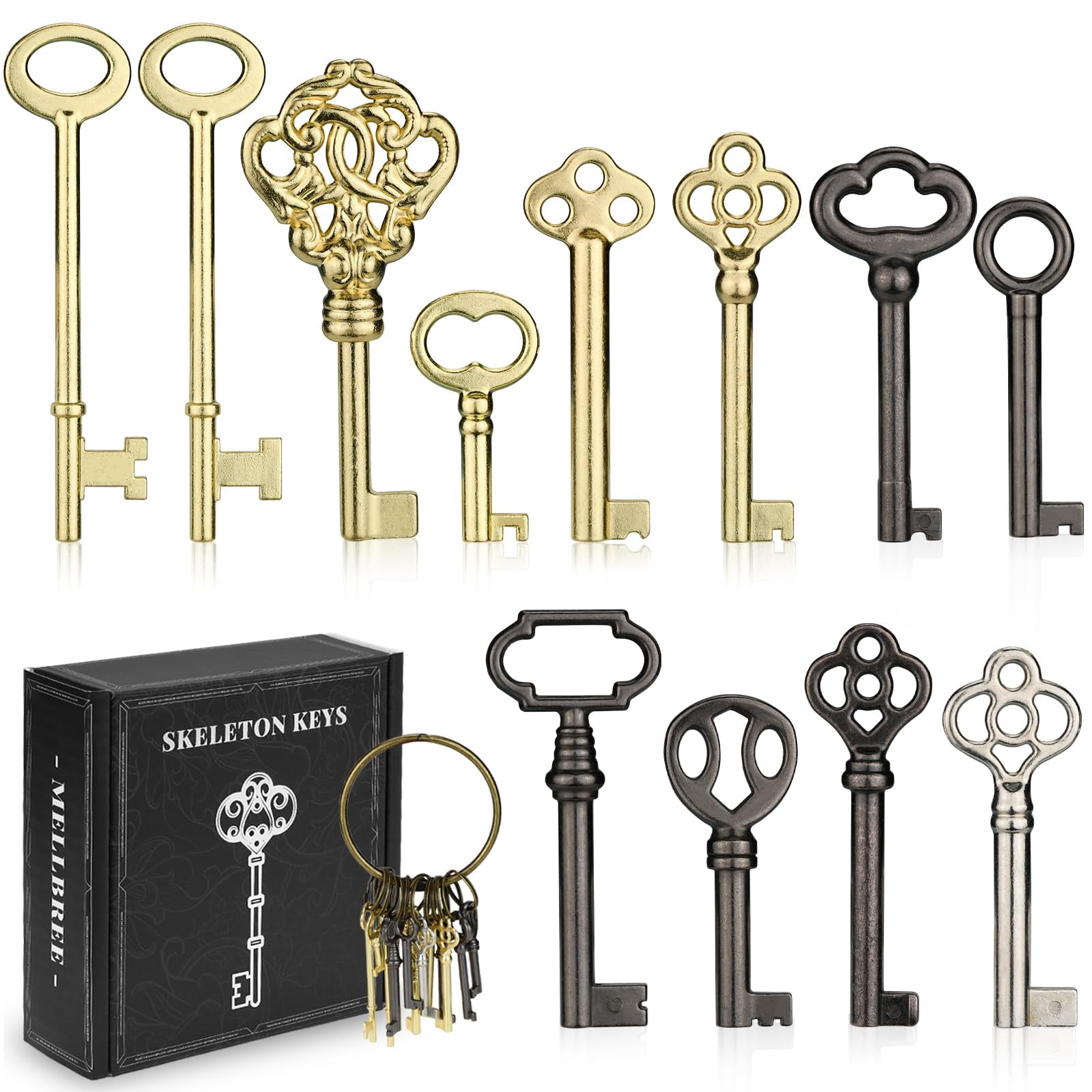 Skeleton Key, 12-Key Universal Hollow Barrel Skeleton Keys for Antique ...