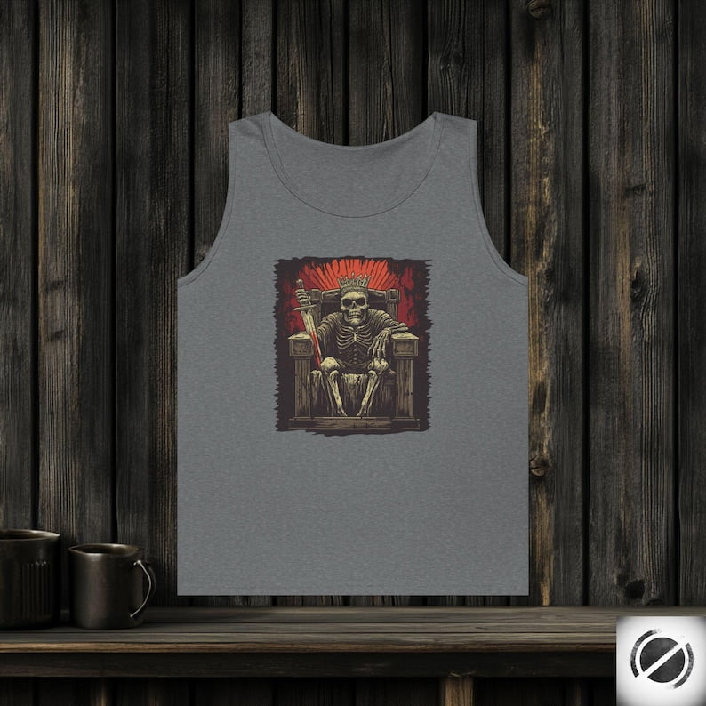 Skeleton King Tank Top, Gothic Skull Throne Shirt, Dark Fantasy Monarch ...