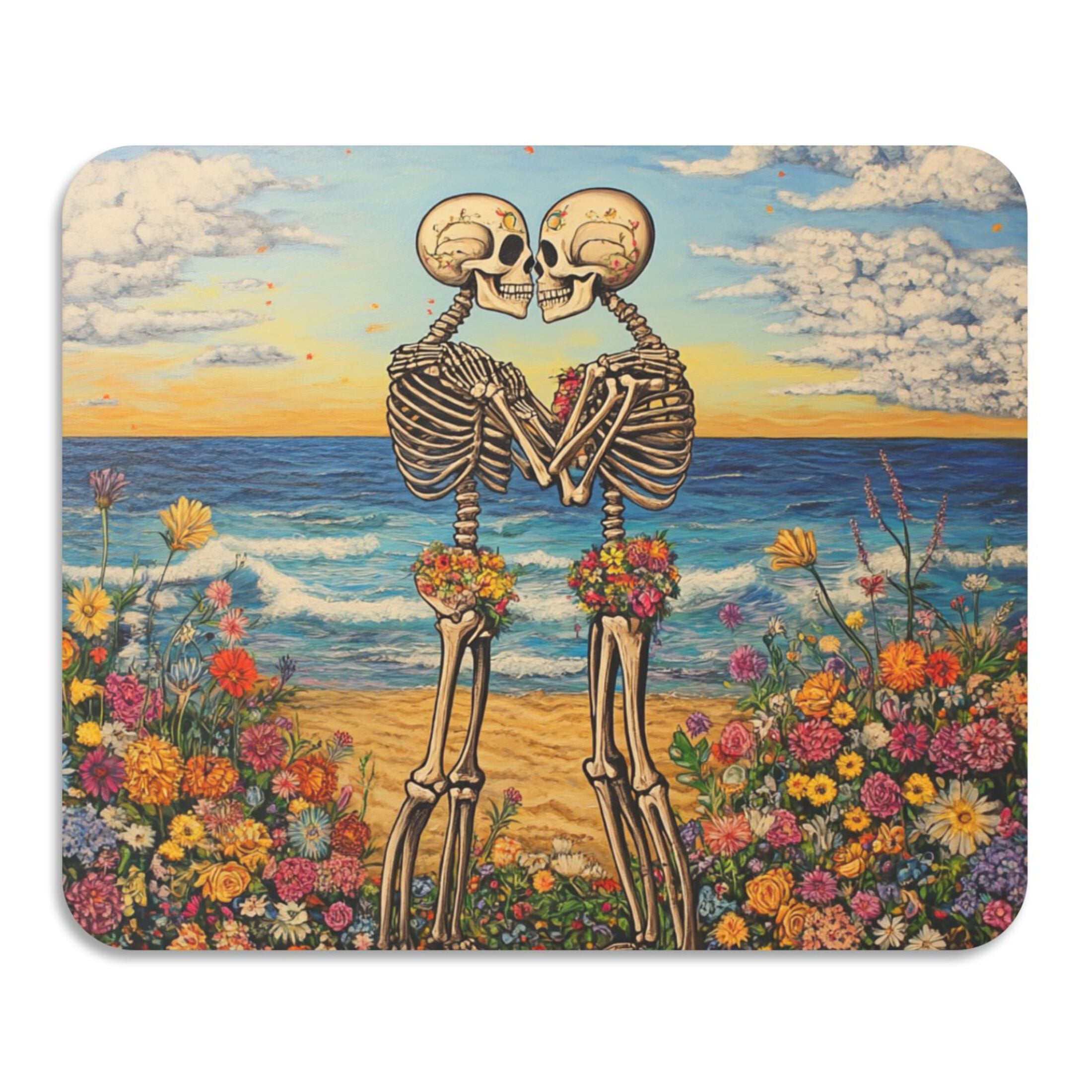 Skeleton Kisses on Beach Flowers Diatomite Dish Drying Mat Drain Pad ...