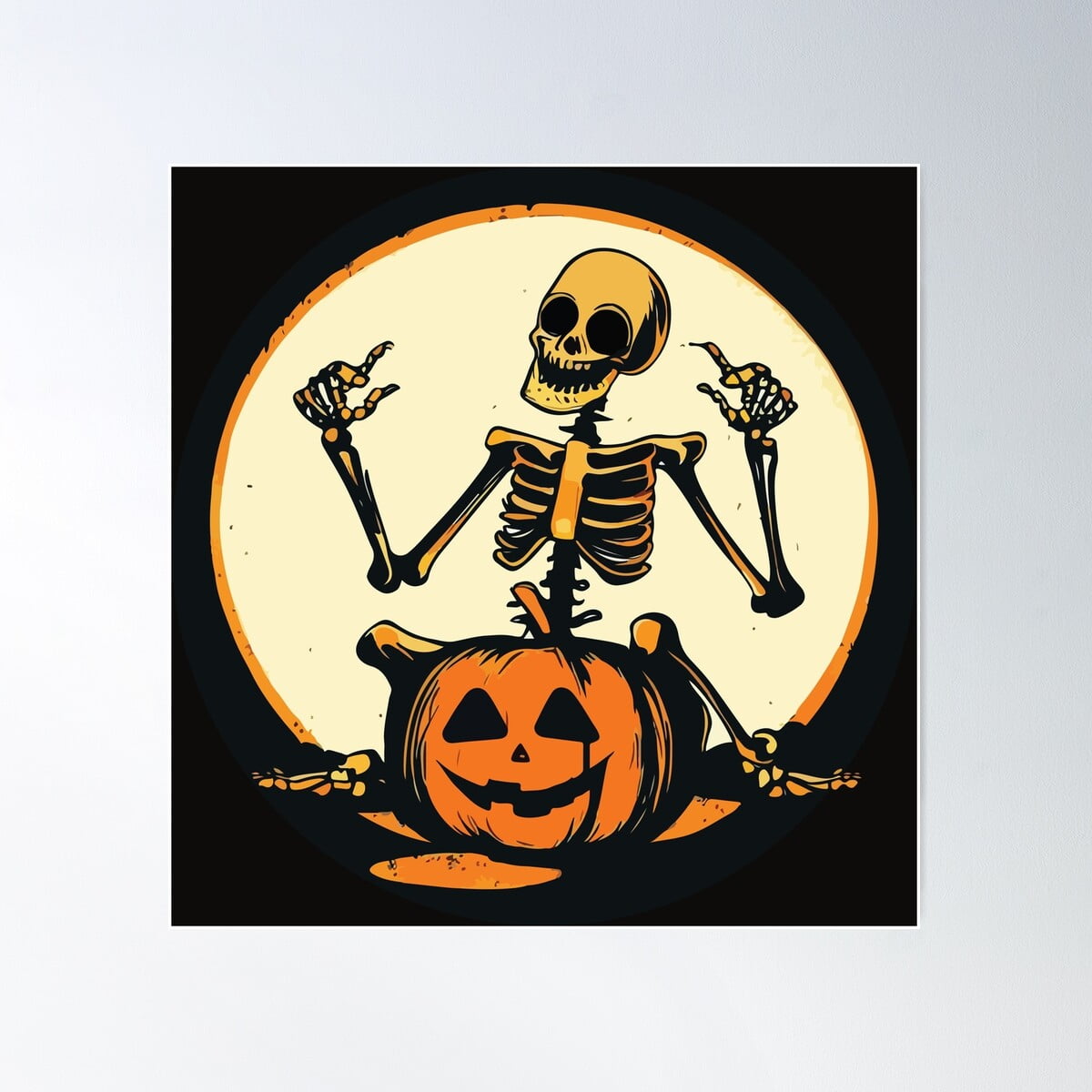Skeleton Laughing And Playing With Pumpkin Shooting Pose Poster Wall ...