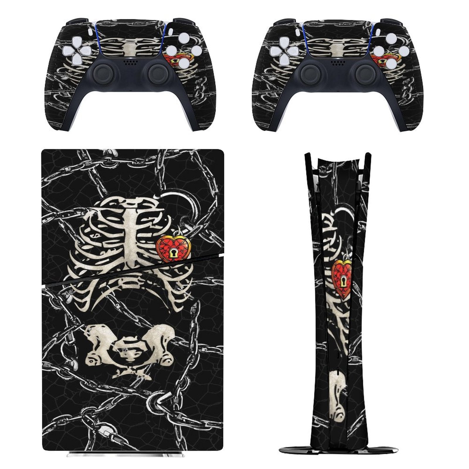 Skeleton, Lock, Chain, Black PS5/PS5 Slim Digital Disc Skin Sticker For ...