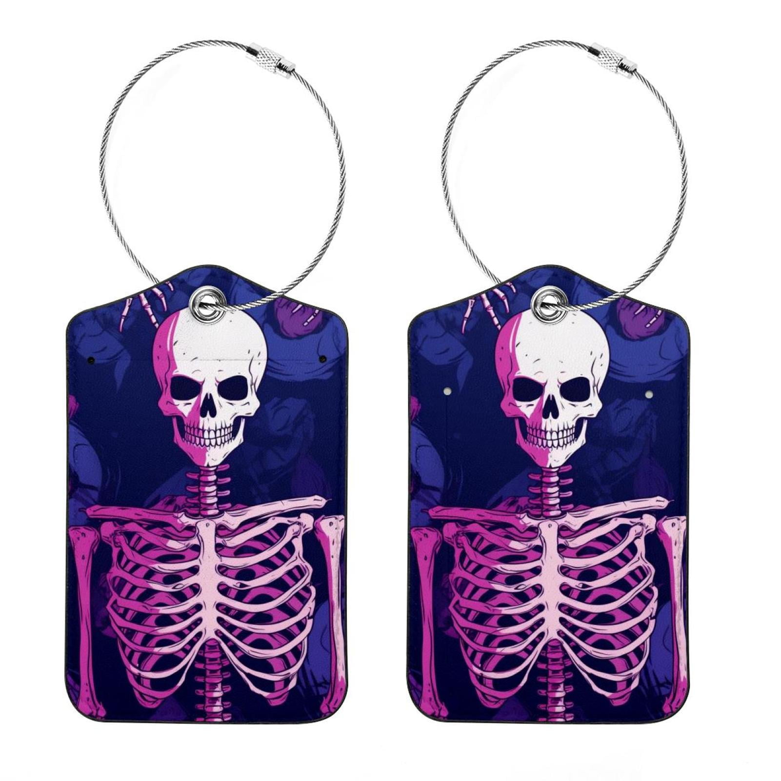 Skeleton Luggage Tag, Travel Tags, Handbag Tag - Square PU Leather 2 ...