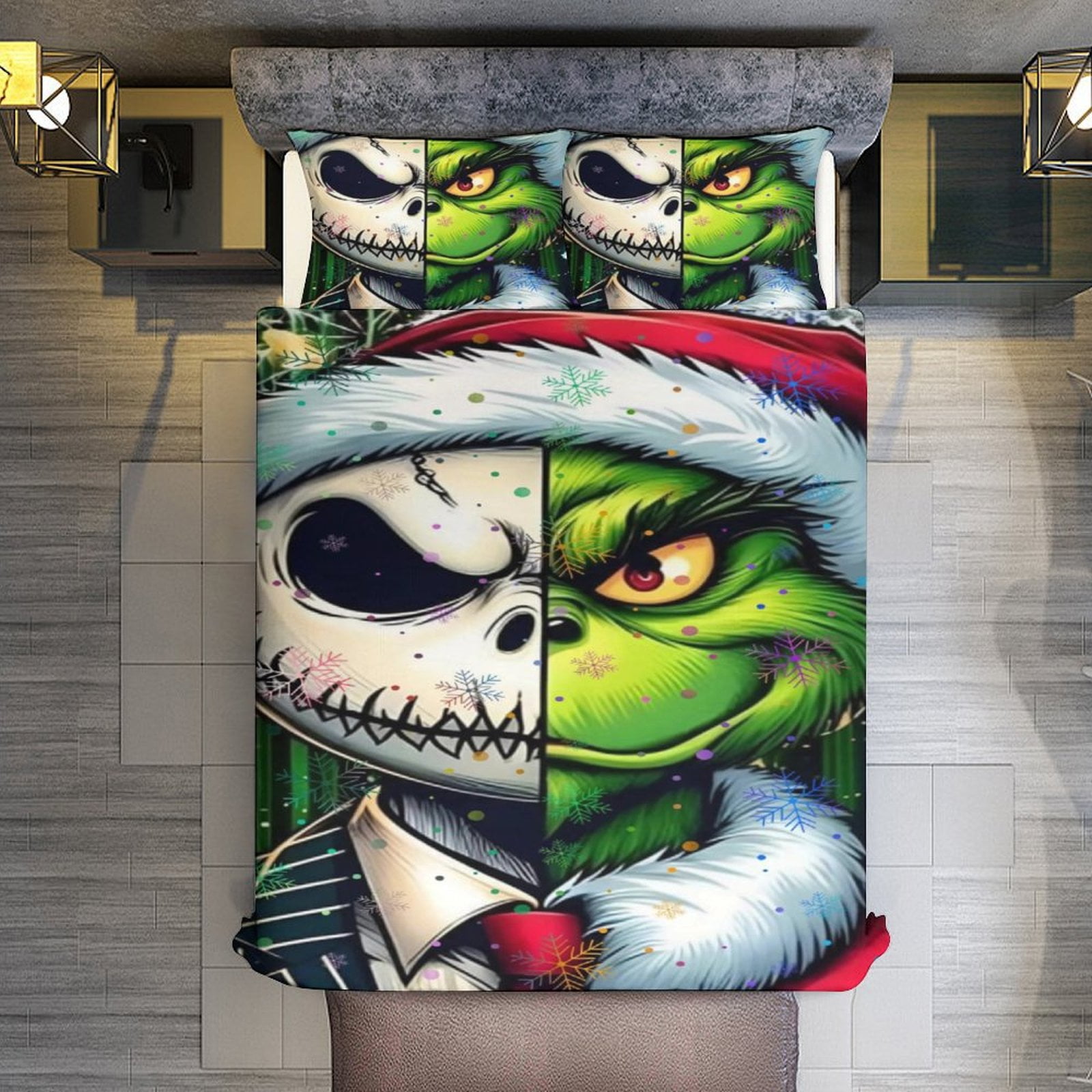 Skeleton Man Grinch Bedding Duvet Cover Queen Size for Kids and Adults ...