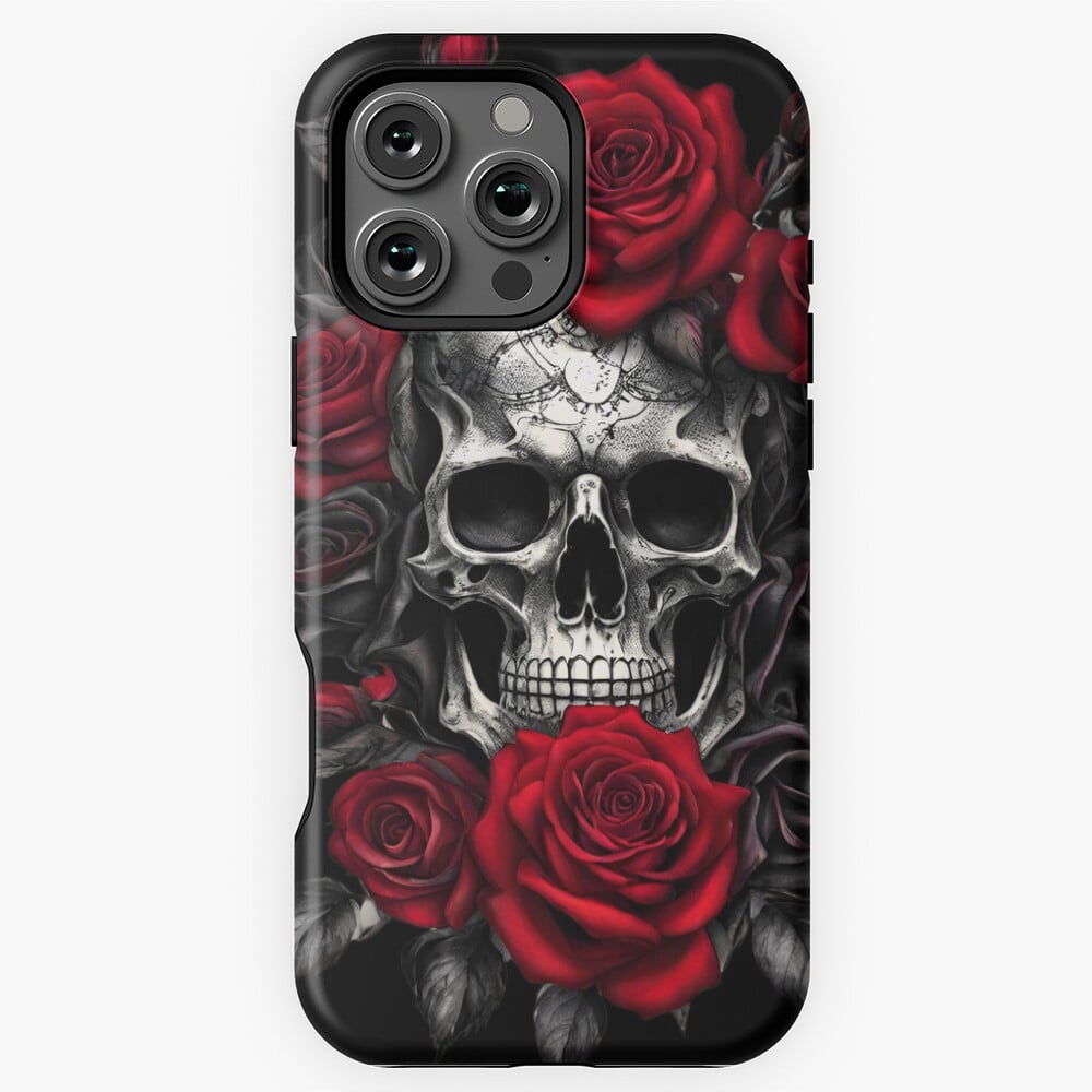 Skeleton Metalhead Skeletons and Roses Metal Rock Phone Case for iPhone ...