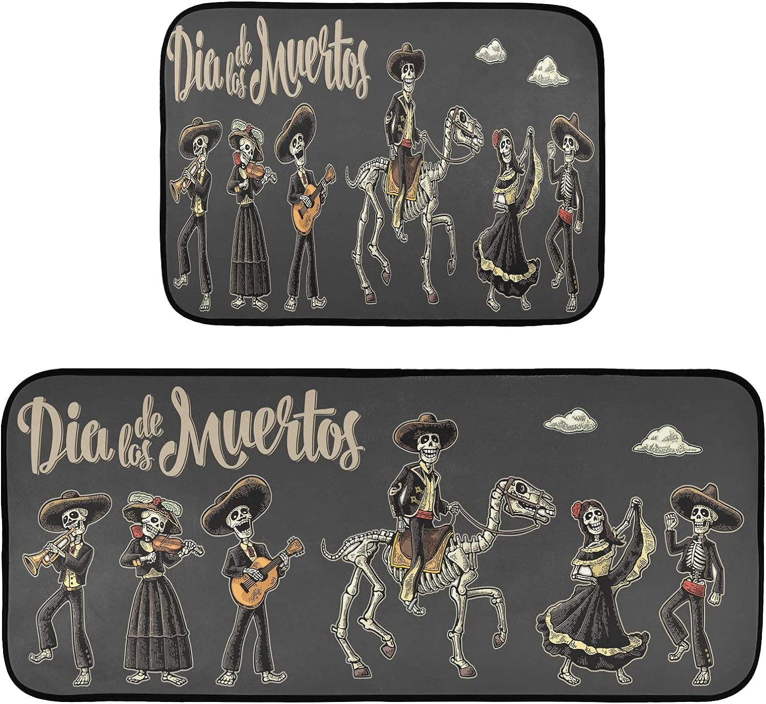 Skeleton Mexican Sugar Skull Kitchen Mats Halloween Day of The Dead ...